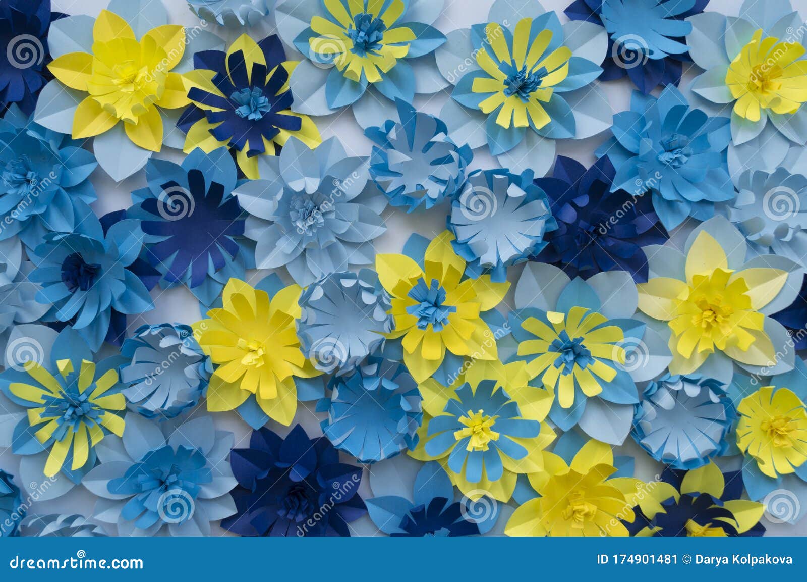 Flower Made of Paper. Blue and White Color Stock Image - Image of ...