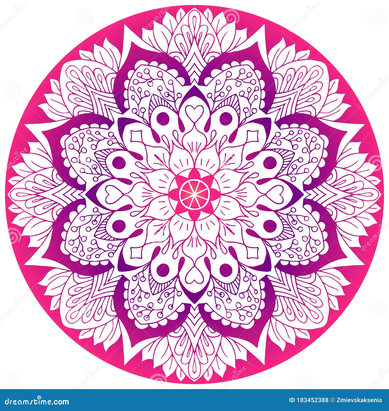 Flower Mandala in Bright Pink. Vector Illustration Stock Vector ...