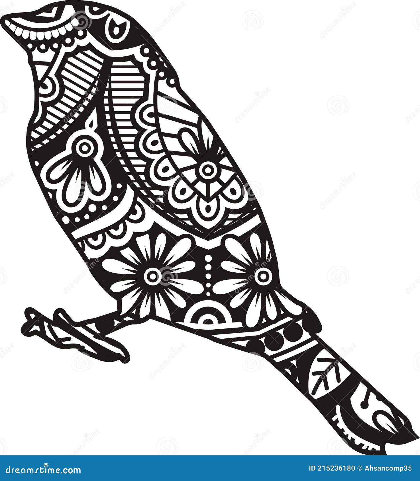 Bird Mandala Vector Line Art Style Stock Illustration - Illustration of ...