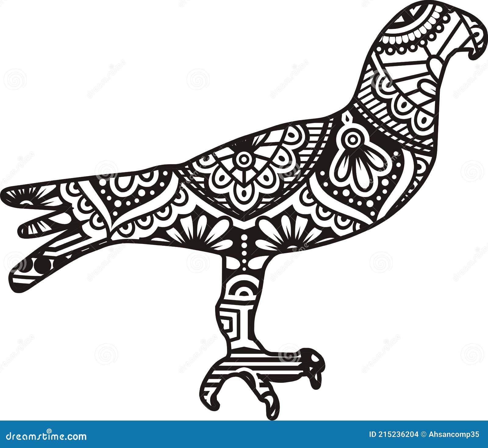 Bird Mandala Vector Line Art Style Stock Illustration - Illustration of ...