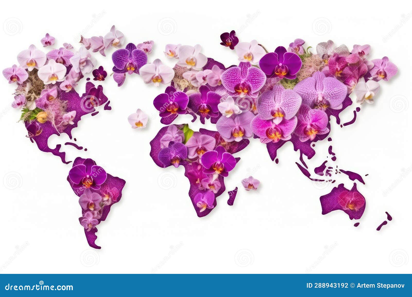 Flower Map, a World Map Made of Flowers, Abstract Generative AI ...