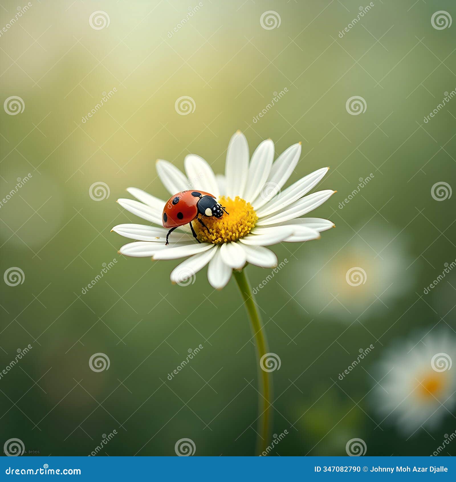 Flower meadow with ladybug stock illustration. Illustration of ...