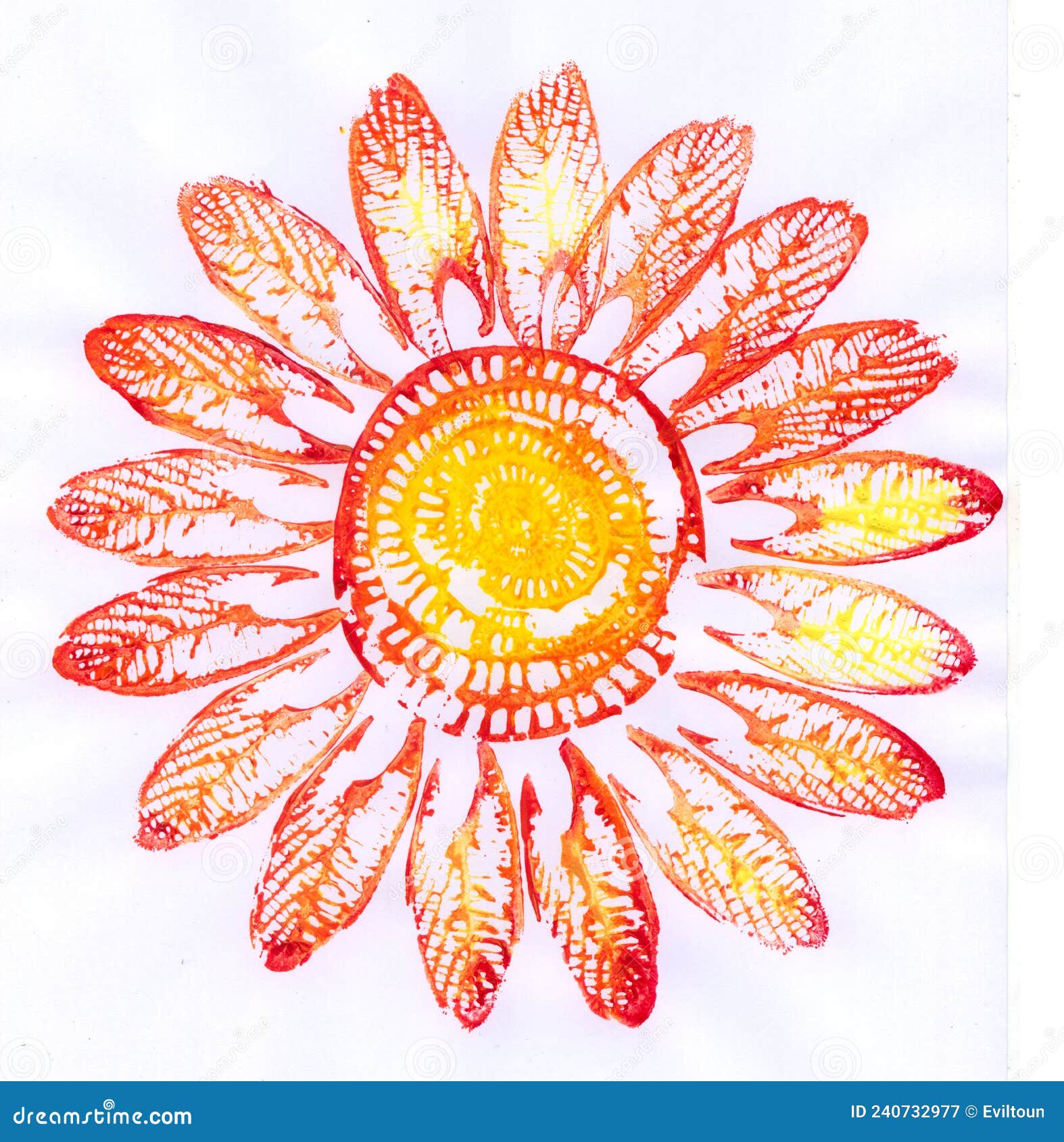 Flower Monoprinting Art for Child. Stock Illustration - Illustration of ...