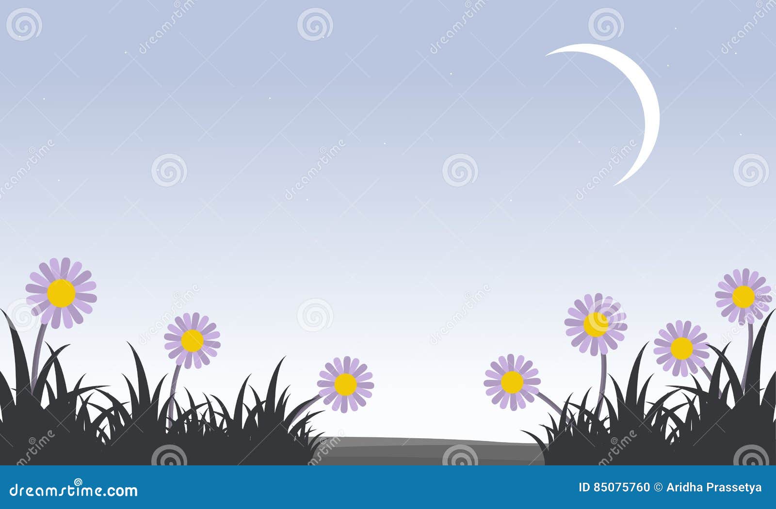 Flower with Moon at Spring Landscape Stock Vector - Illustration of ...