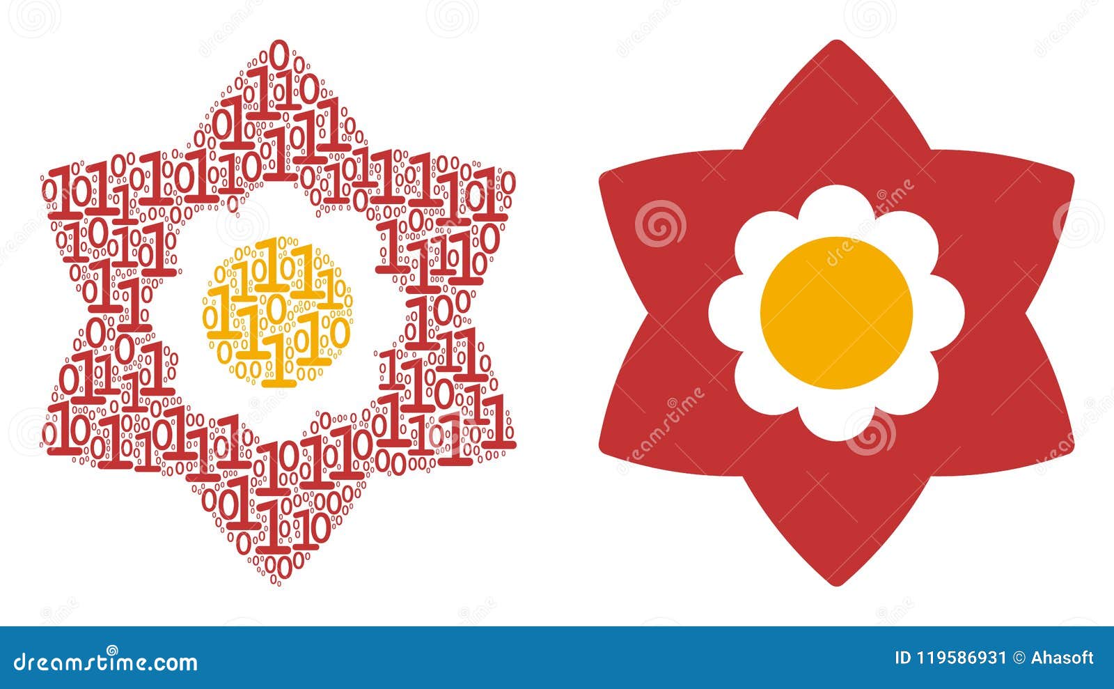 Flower Mosaic of Binary Digits Stock Vector - Illustration of digital ...
