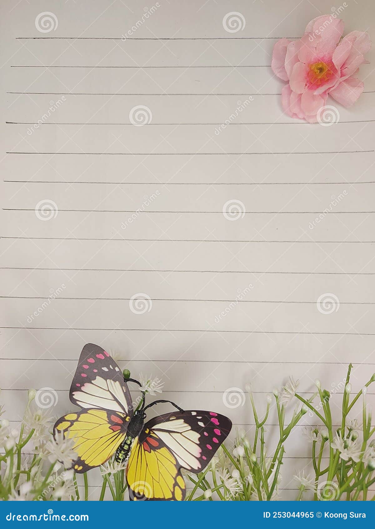 The Flower on the Note Paper. Stock Image - Image of green, branch ...