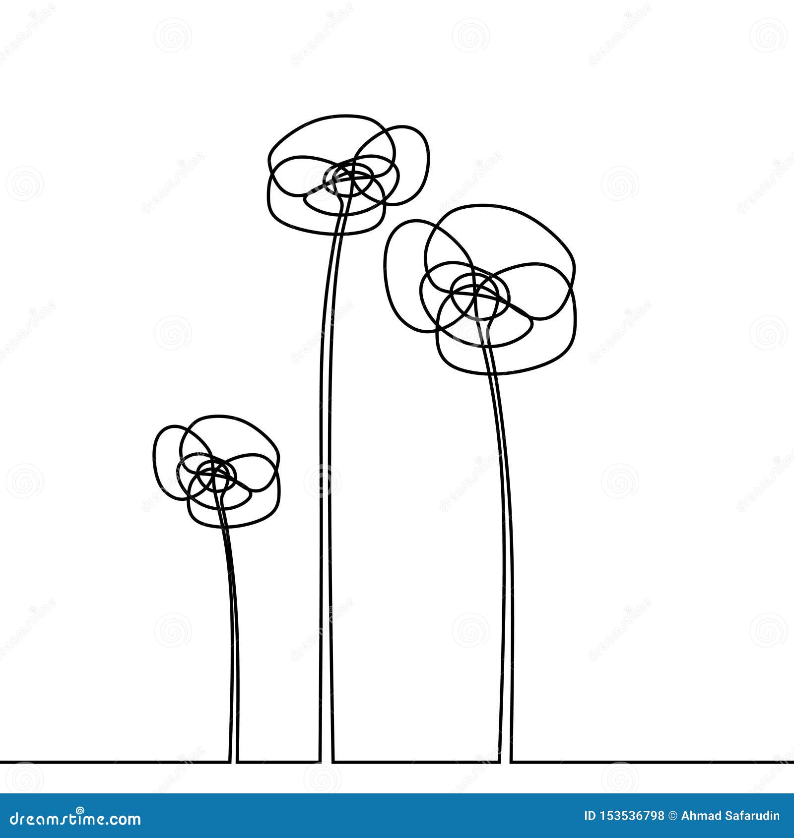 Flower One Line Continuous Drawing Illustration Vector Isolated on ...