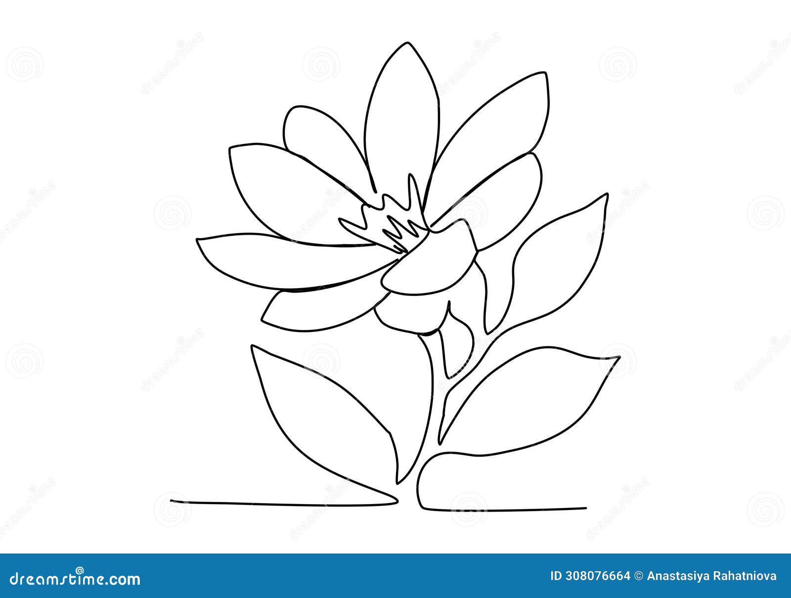 Flower, One Line Drawing Vector Illustration Stock Vector ...