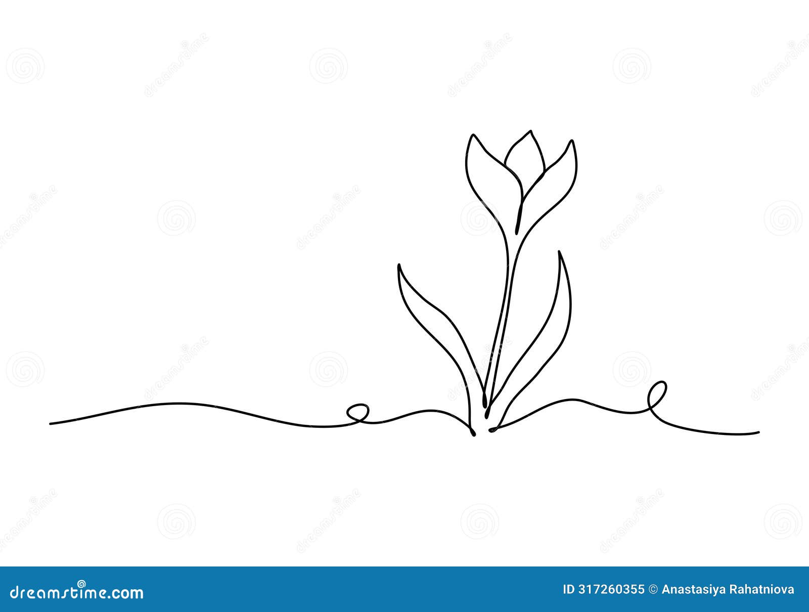 Flower. One Line Drawing Vector Illustration Stock Vector ...