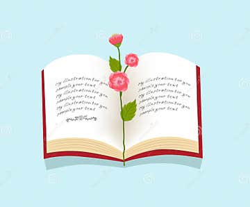 Flower on Open Book Vector Illustration Stock Vector - Illustration of ...