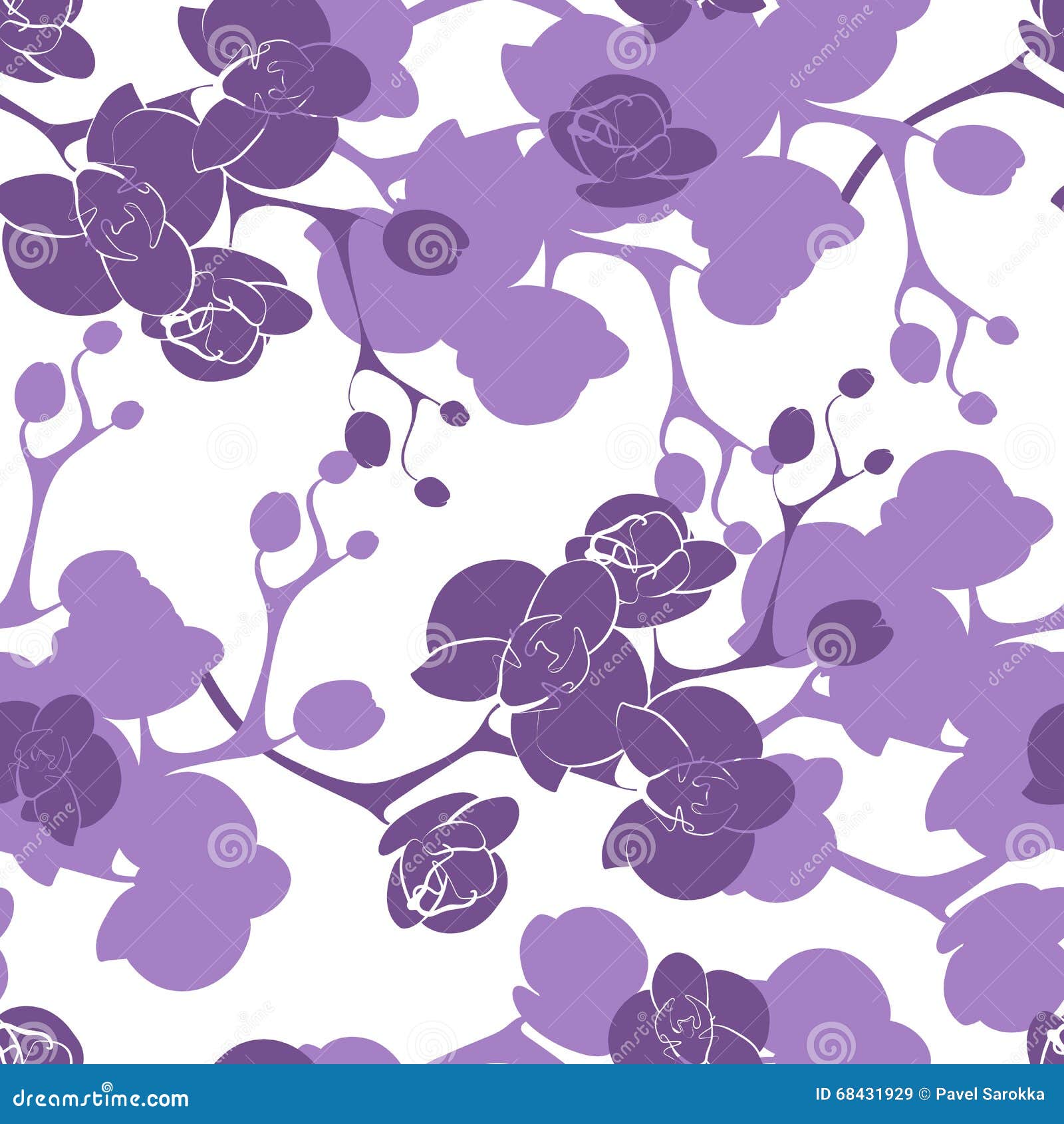 Flower Orchid Decoration Design Seamless Texture Pattern Stock Vector ...