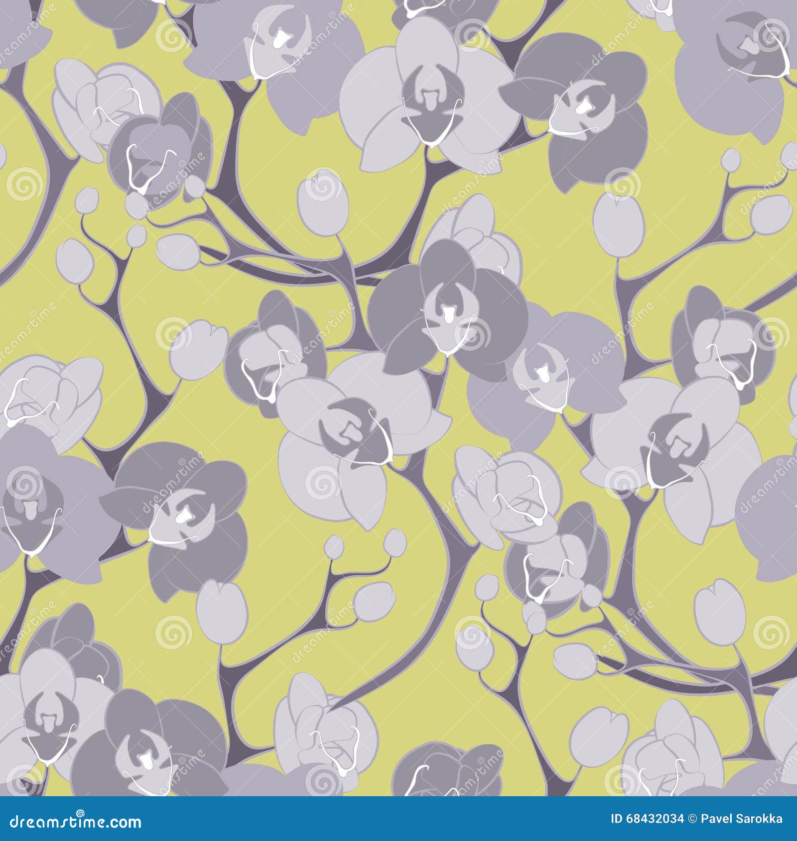 Flower Orchid Decoration Design Seamless Texture Pattern Stock Vector ...