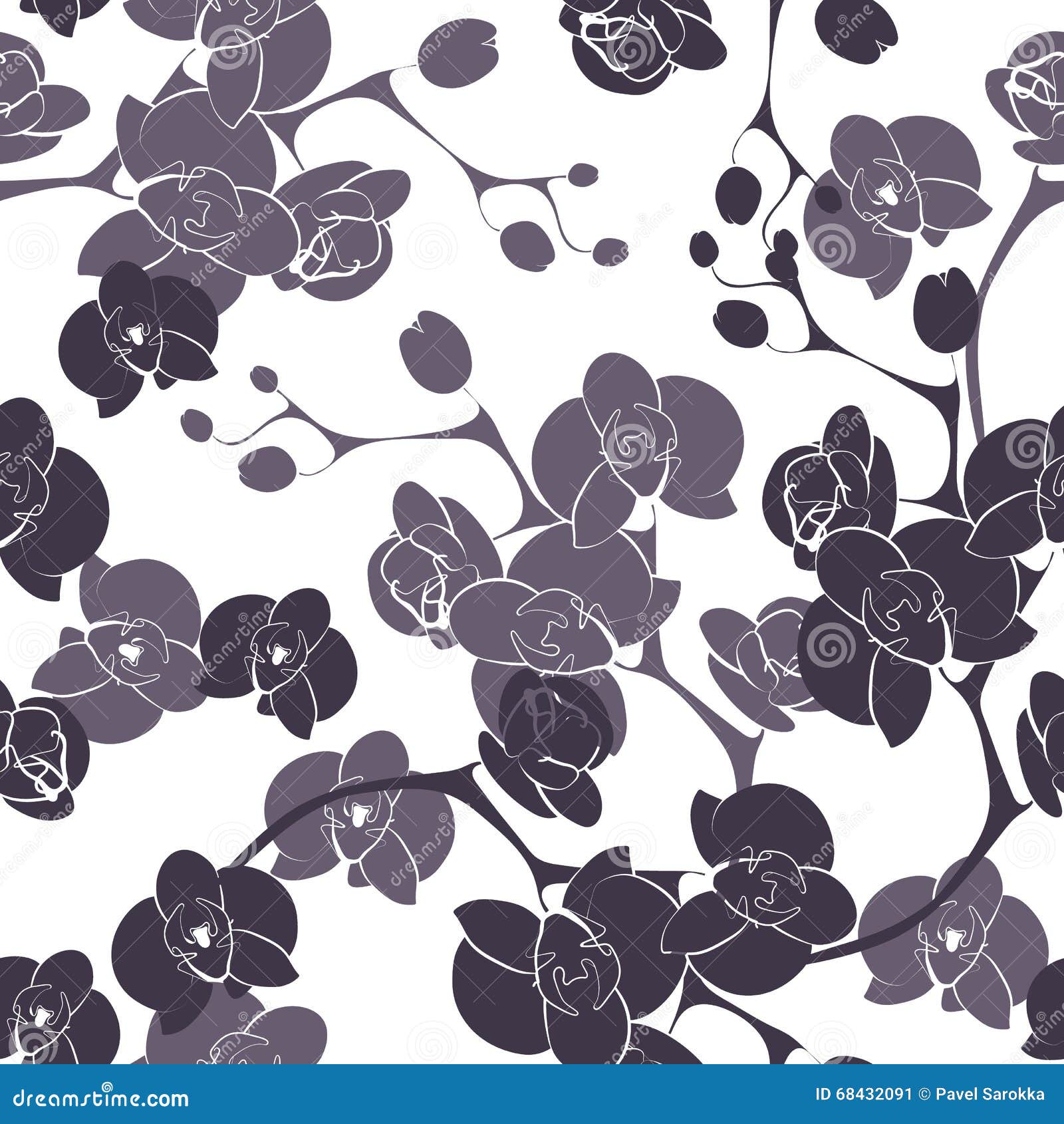 Flower Orchid Decoration Design Seamless Texture Pattern Stock Vector ...