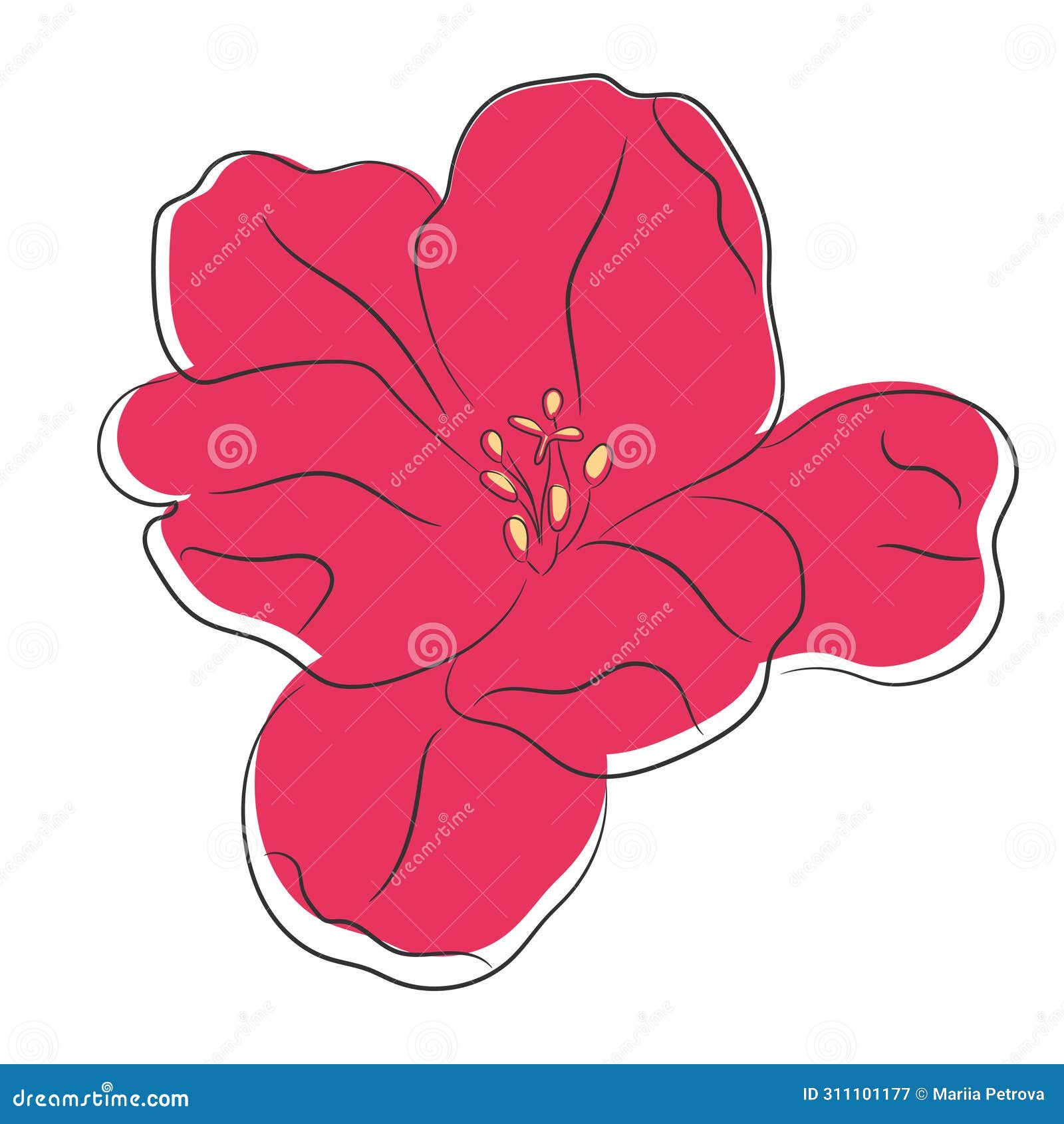 Flower Outline. Beautiful Flower Head Line Vector Illustration Stock ...
