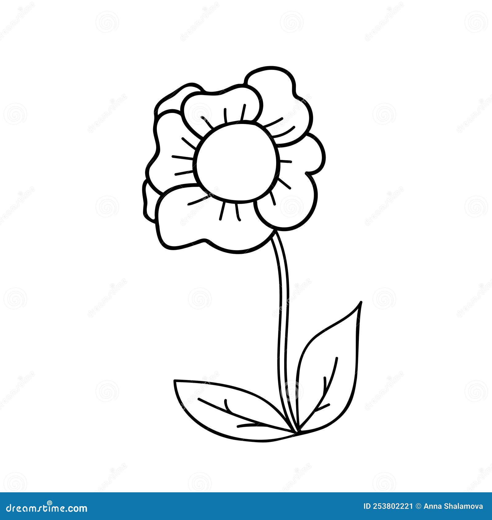 Flower Outline. Hand Drawn Floral Elements for Design Stock Vector ...