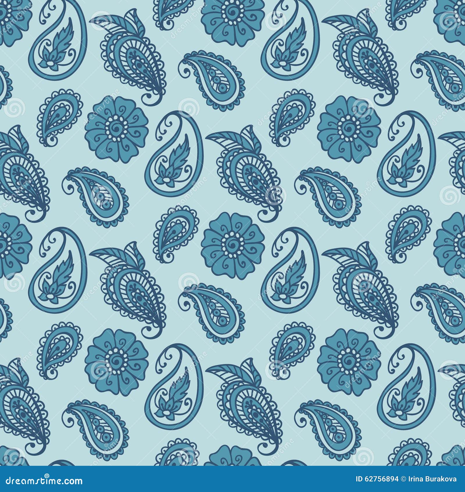 Flower paisley pattern stock vector. Illustration of east - 62756894