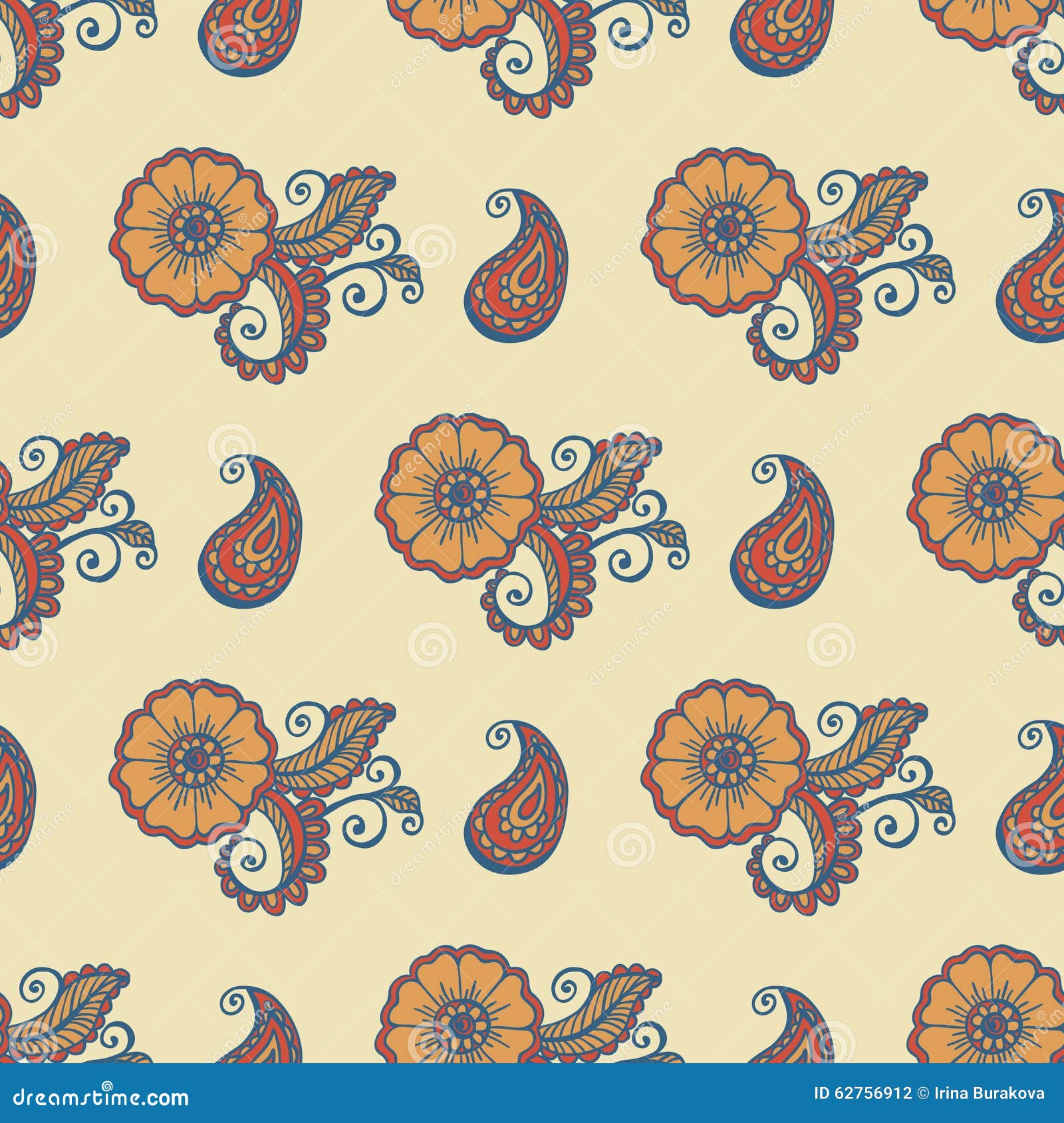 Flower paisley pattern stock vector. Illustration of ornament - 62756912