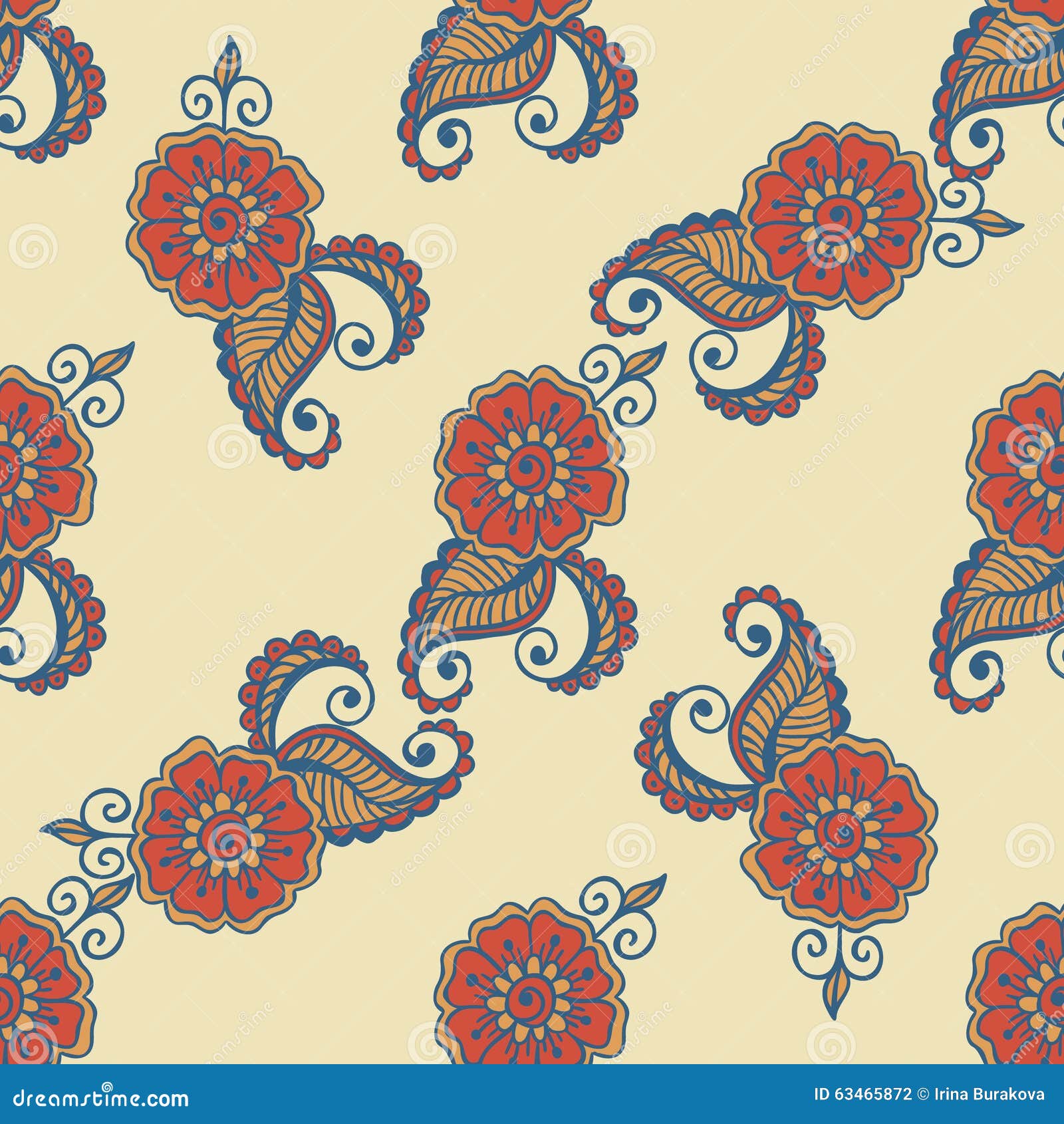 Flower paisley pattern stock vector. Illustration of background - 63465872