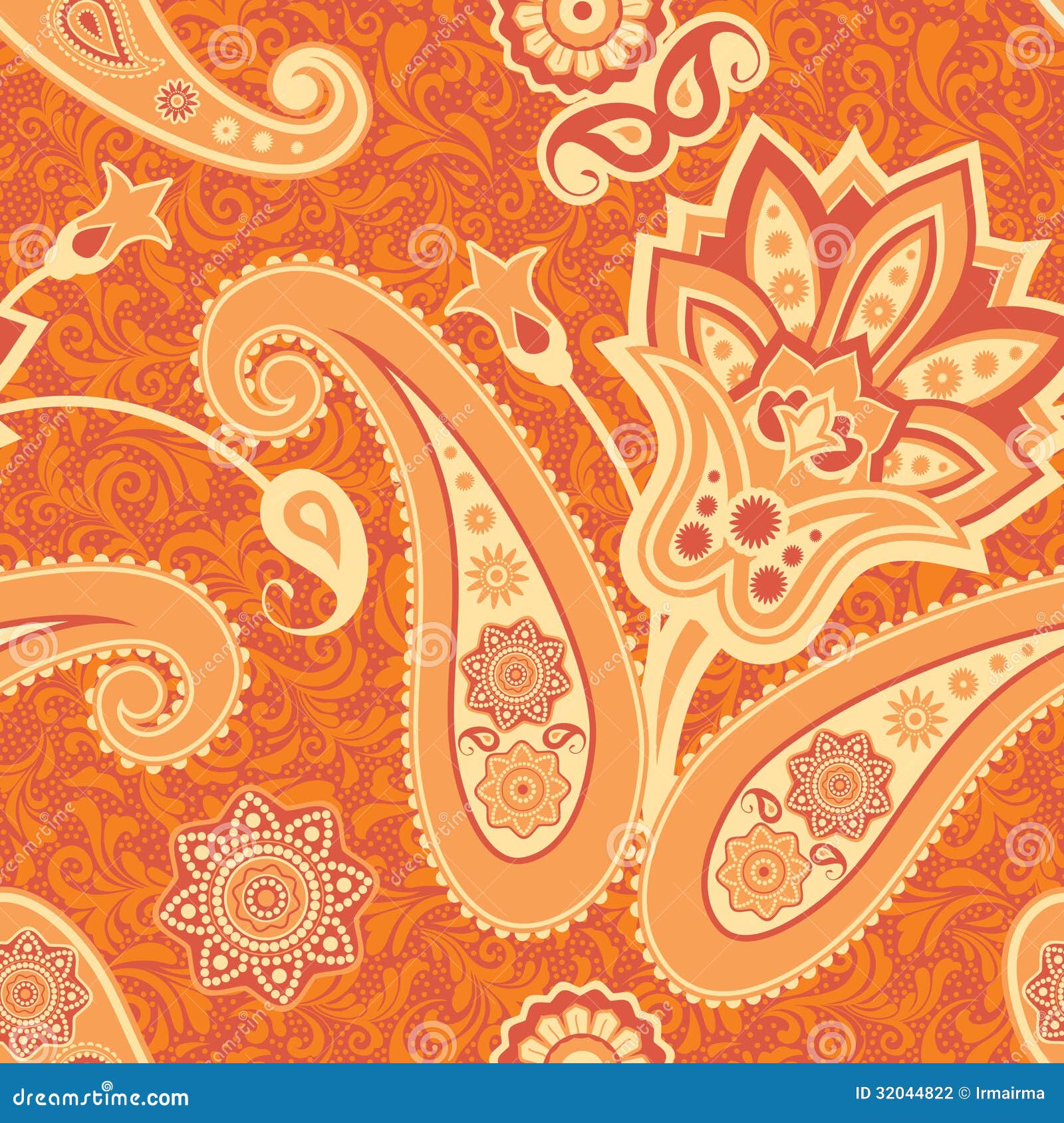 Flower and Paisley Seamless Pattern Stock Vector - Illustration of ...