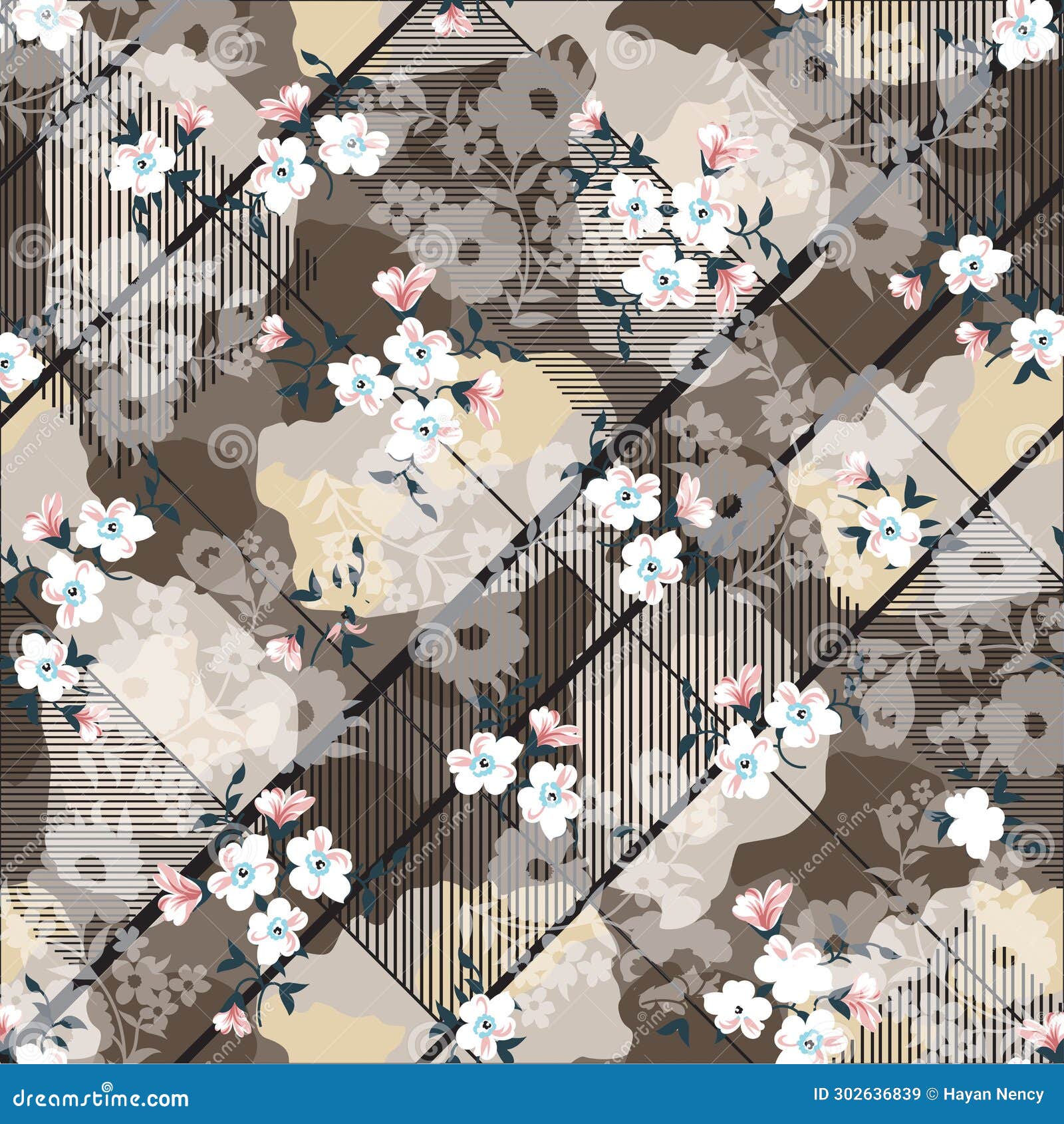 Flower Patchwork Pattern on Textures Background Stock Illustration ...