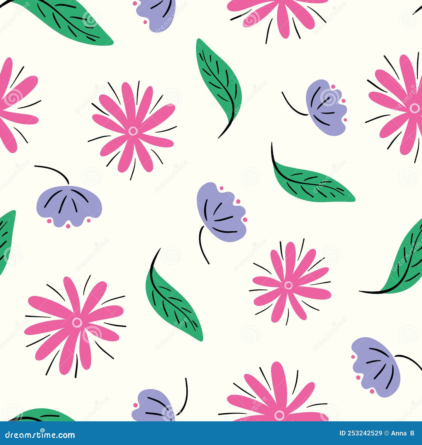 Flower Pattern Background Vector Border, Trendy Seamless Repeat Design ...