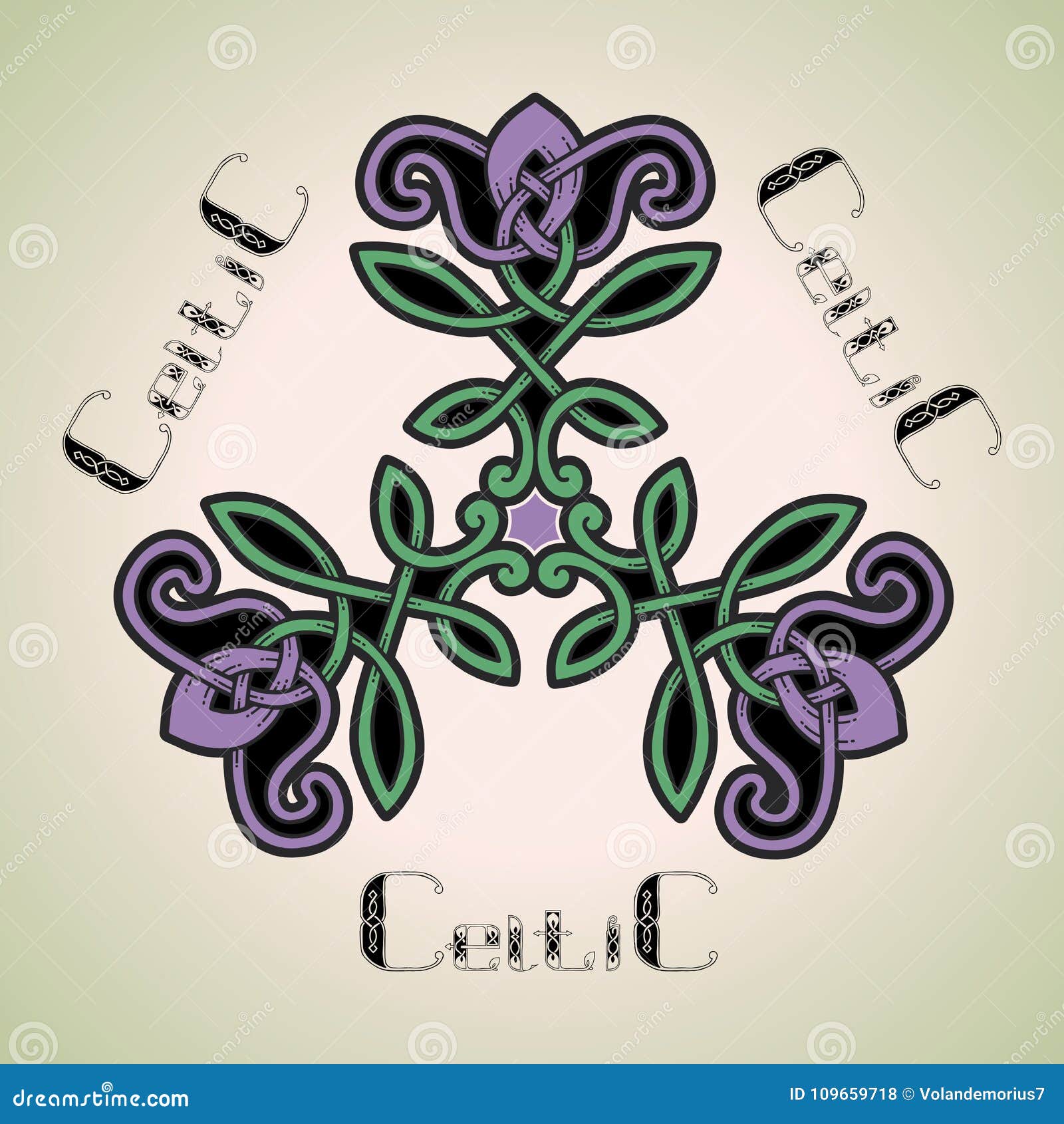 Flower Pattern in the Celtic Style. Stock Vector - Illustration of ...