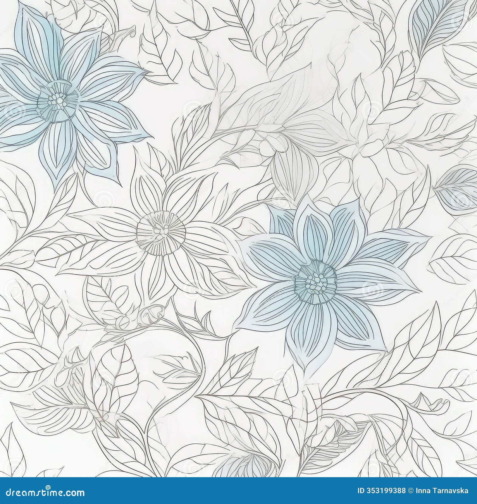 Flower Pattern. Diverse Array of Outlined Floral Design Stock Photo ...