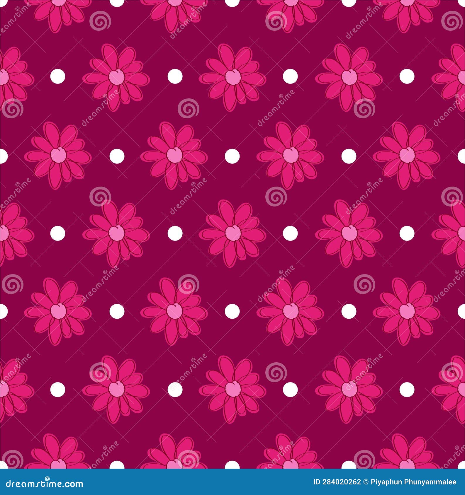 Graphic Flower Pattern Fabric with Circle 1 Stock Vector - Illustration ...