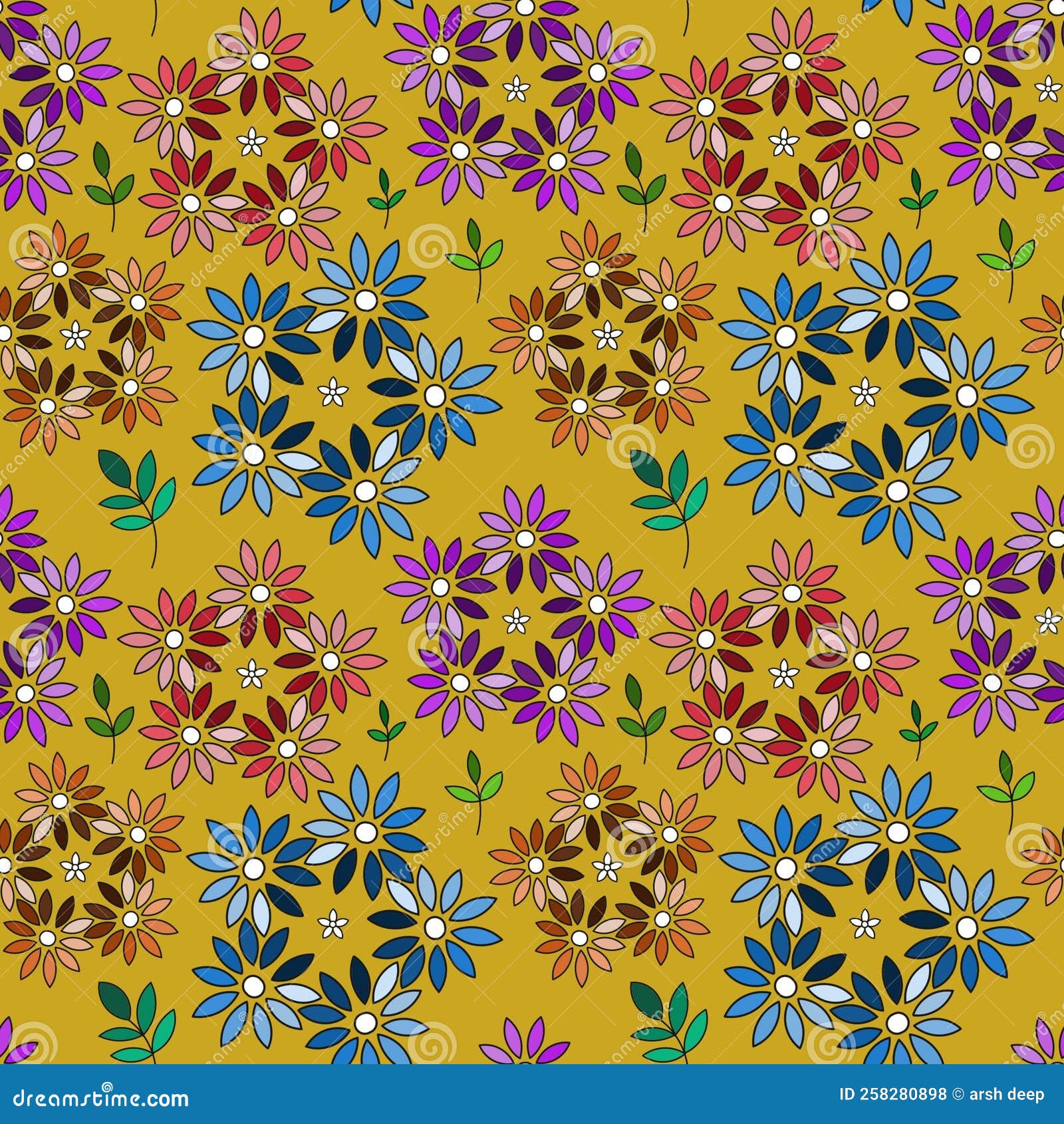 Flower Pattern with Gradient Effect Stock Illustration - Illustration ...