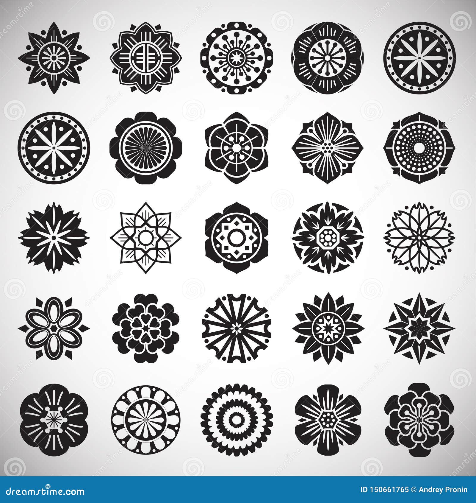 Flower Pattern Icons Set on Background for Graphic and Web Design ...
