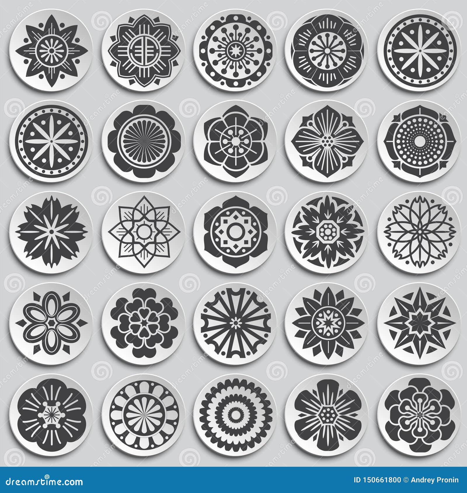 Flower Pattern Icons Set on Background for Graphic and Web Design ...