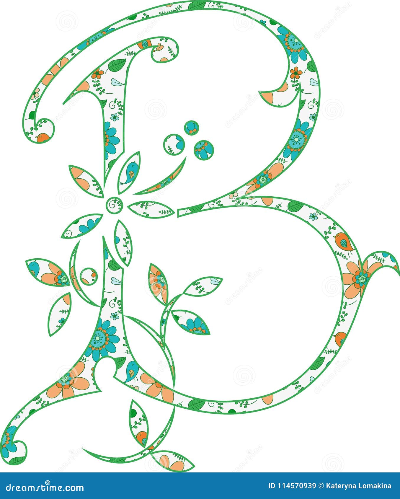 Flower pattern letters set stock illustration. Illustration of graphic ...