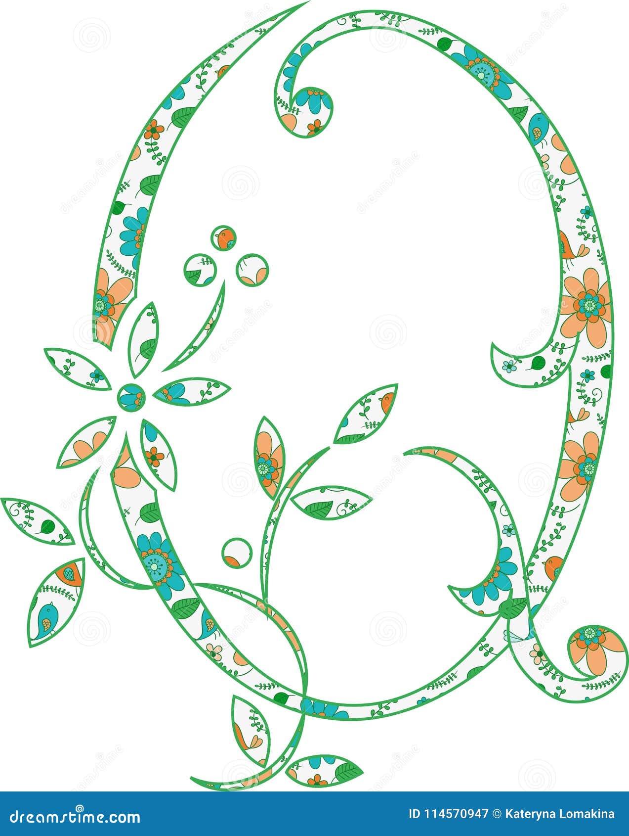 Flower pattern letters set stock illustration. Illustration of letter ...