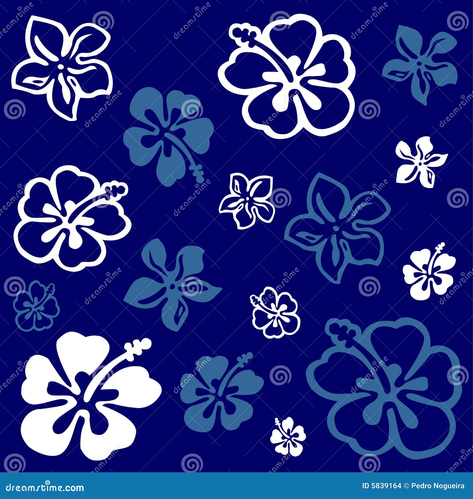 Flower pattern over blue stock vector. Illustration of hawaiian - 5839164