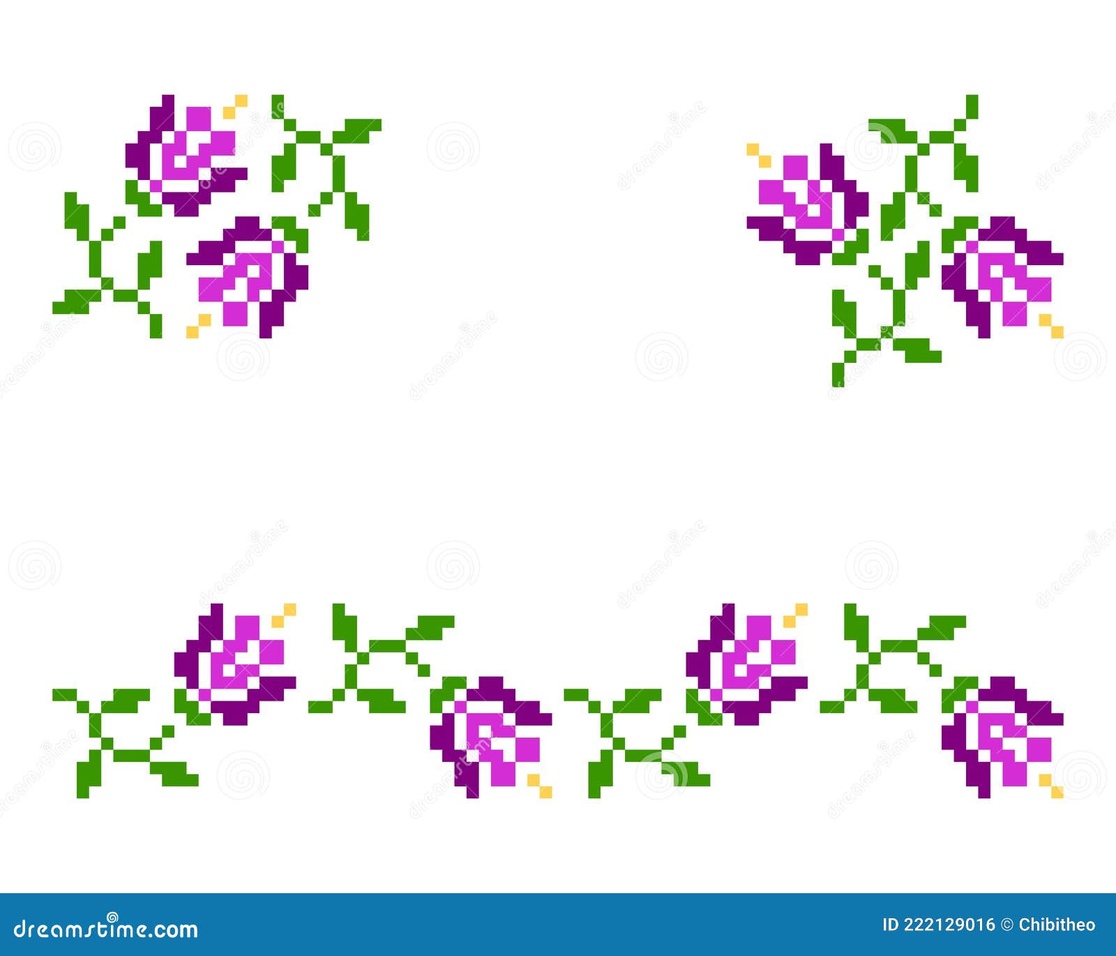 Flower Pattern. Pixel Violet Flower Image. Vector Illustration Stock ...