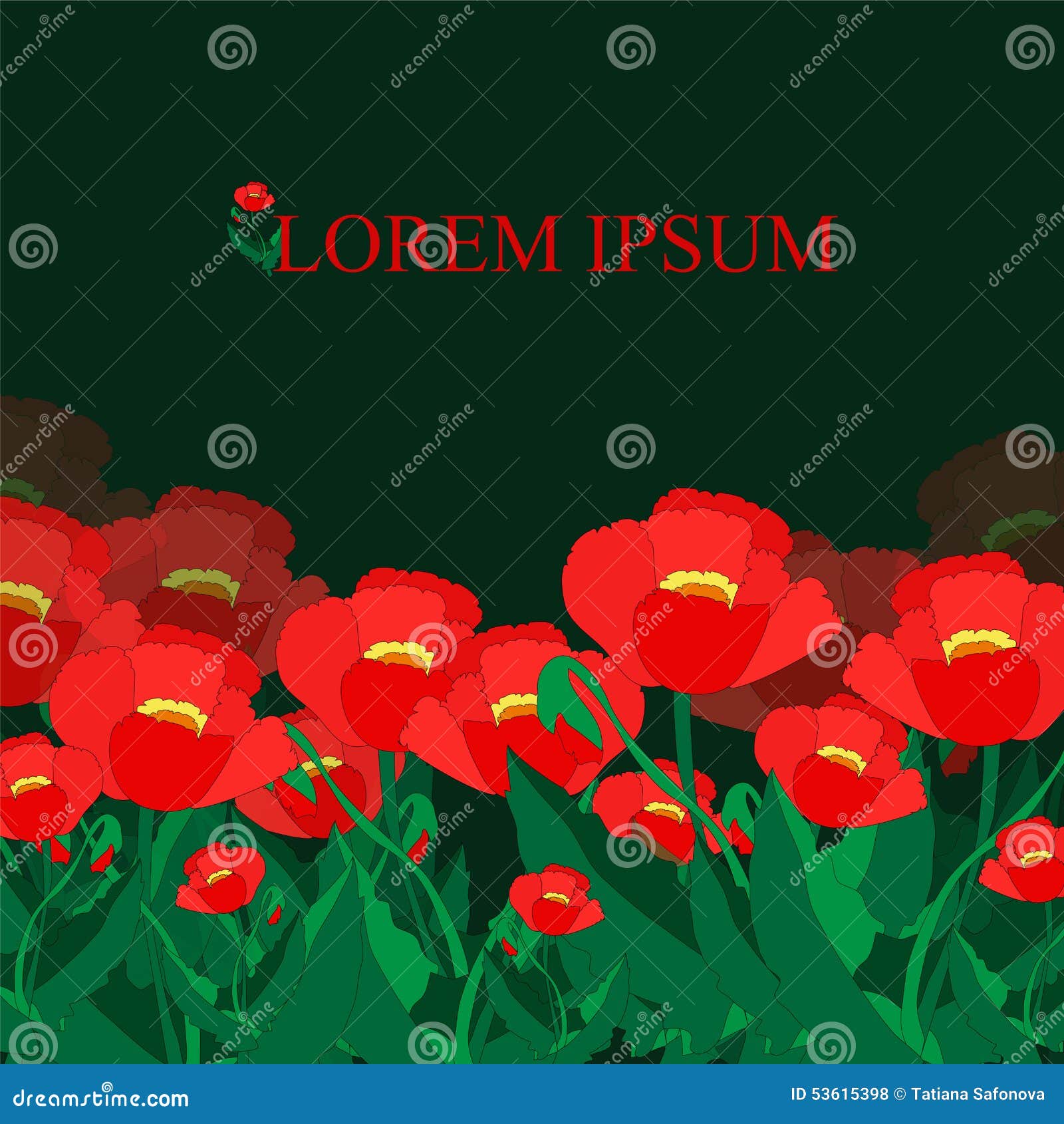 Flower Pattern. Poppy. Banner or Card Design Stock Illustration ...