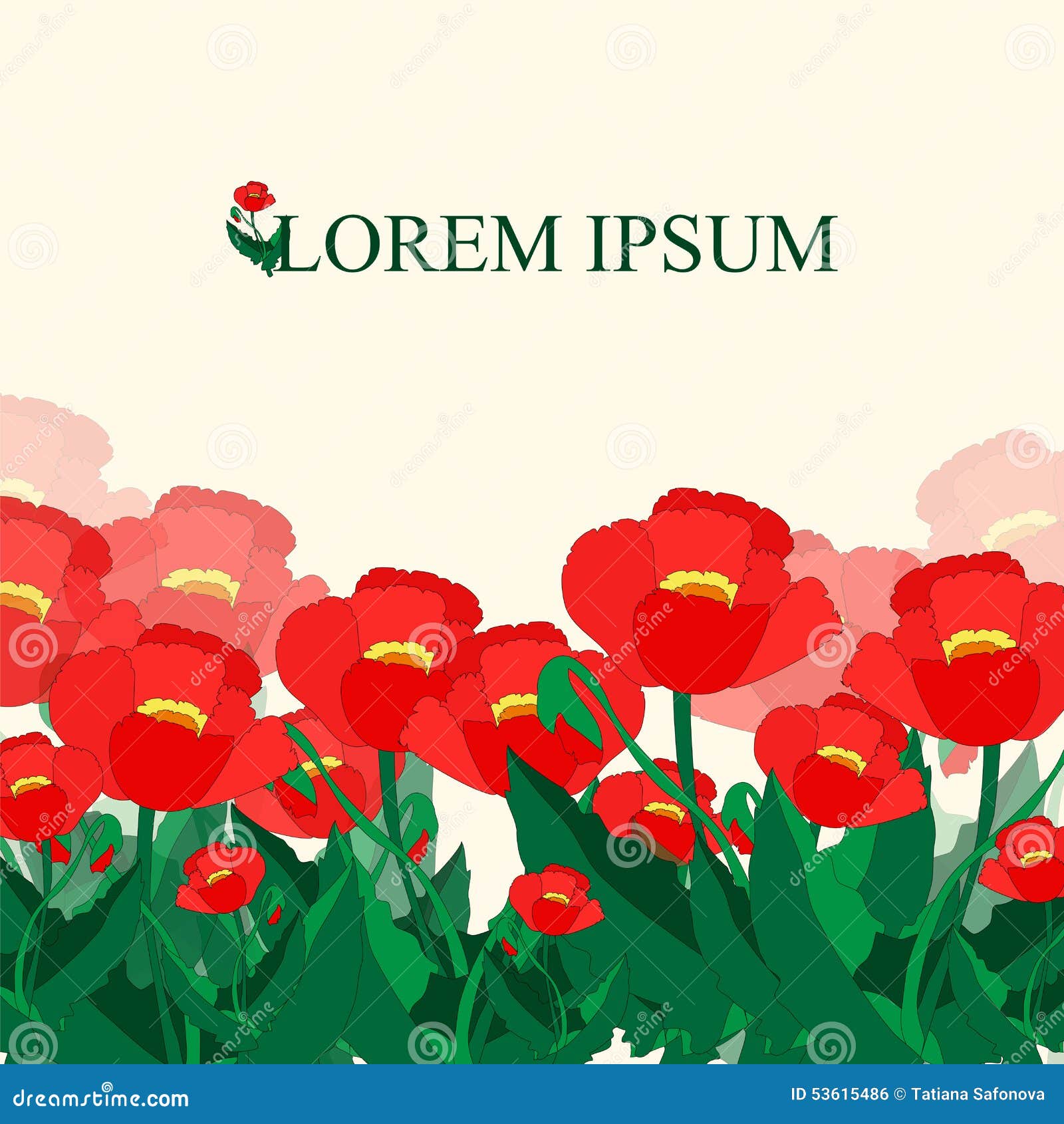 Flower Pattern. Poppy. Banner or Card Design Stock Illustration ...