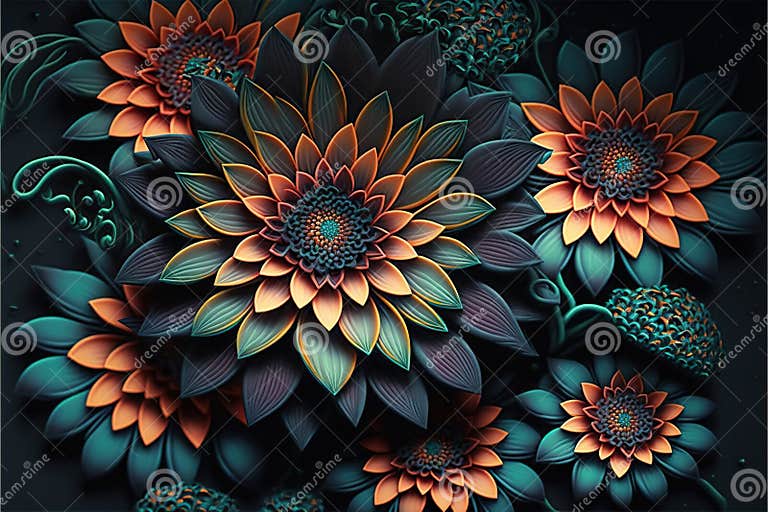 Flower Pattern Techno, Created with Generative AI Technology Stock ...