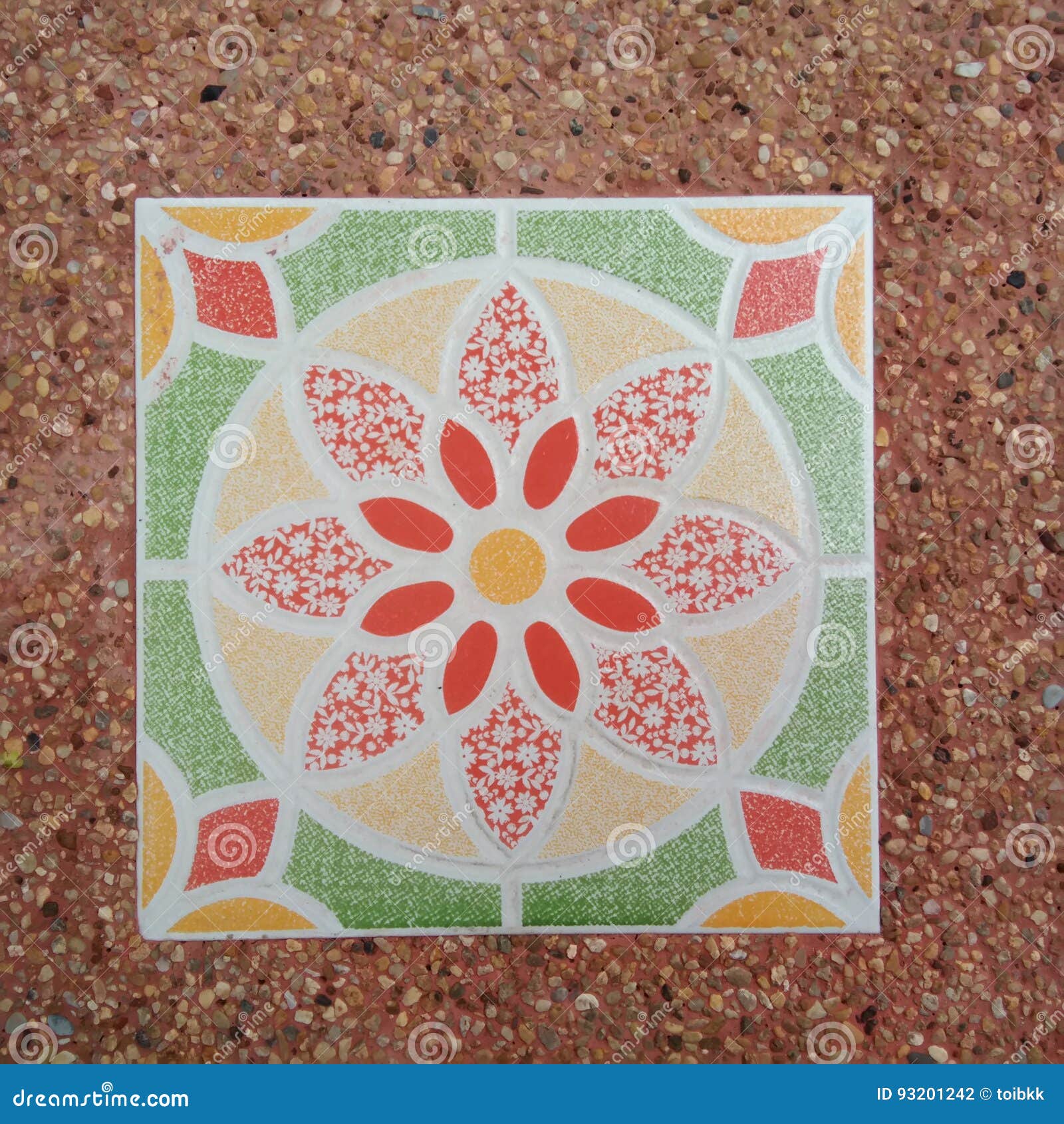 Flower pattern tile floor stock photo. Image of pebble - 93201242