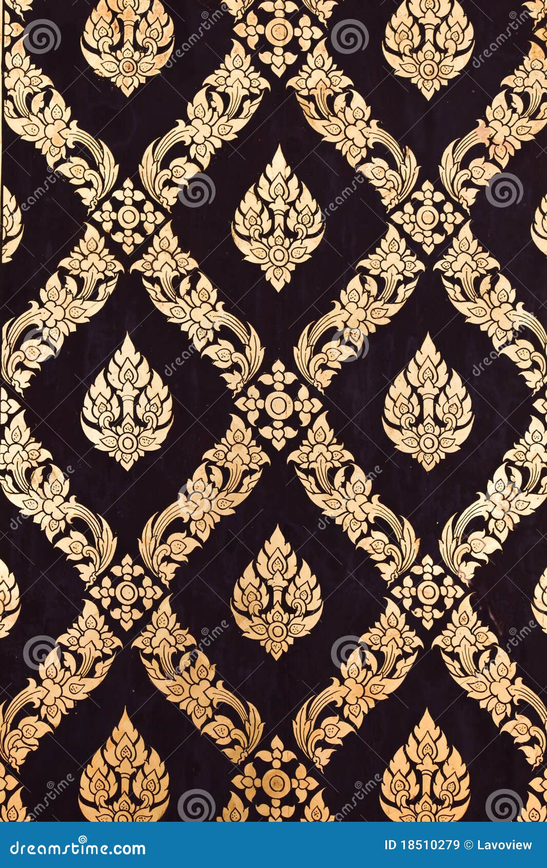 Flower Pattern in Traditional Thai Style Art Stock Image - Image of ...