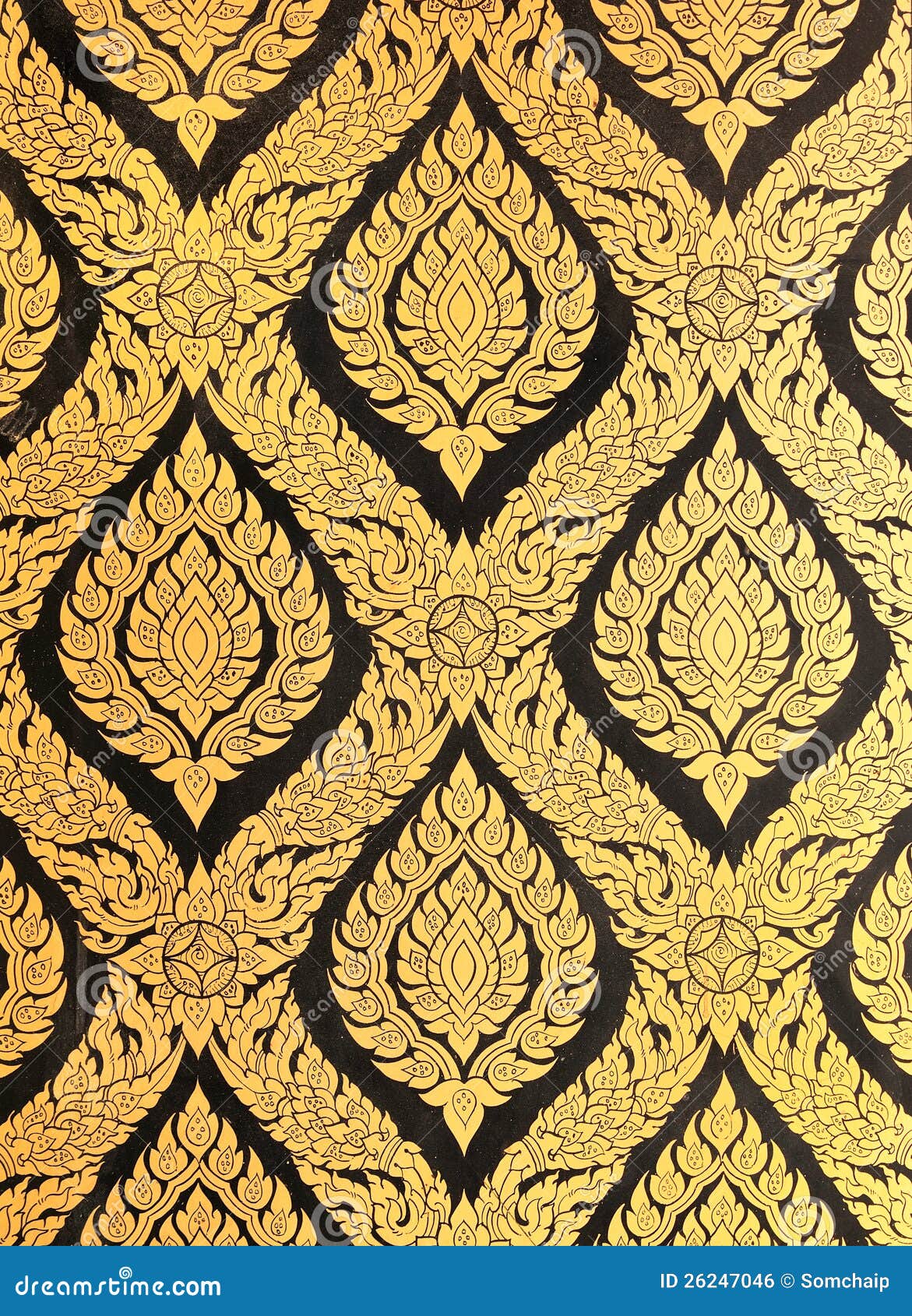 Flower Pattern in Traditional Thai Style Art Paint Stock Photo - Image ...