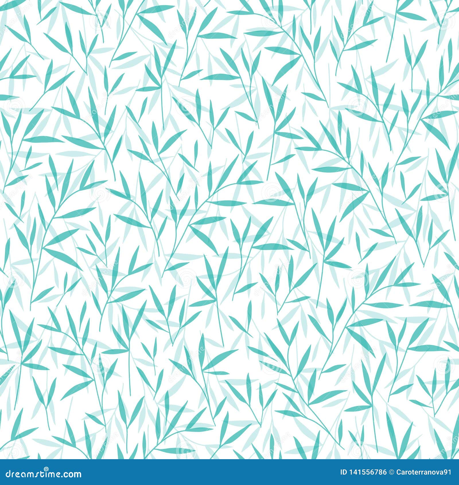 Seamless Pretty Bamboo Green Leaves Pattern. White Background. Stock ...