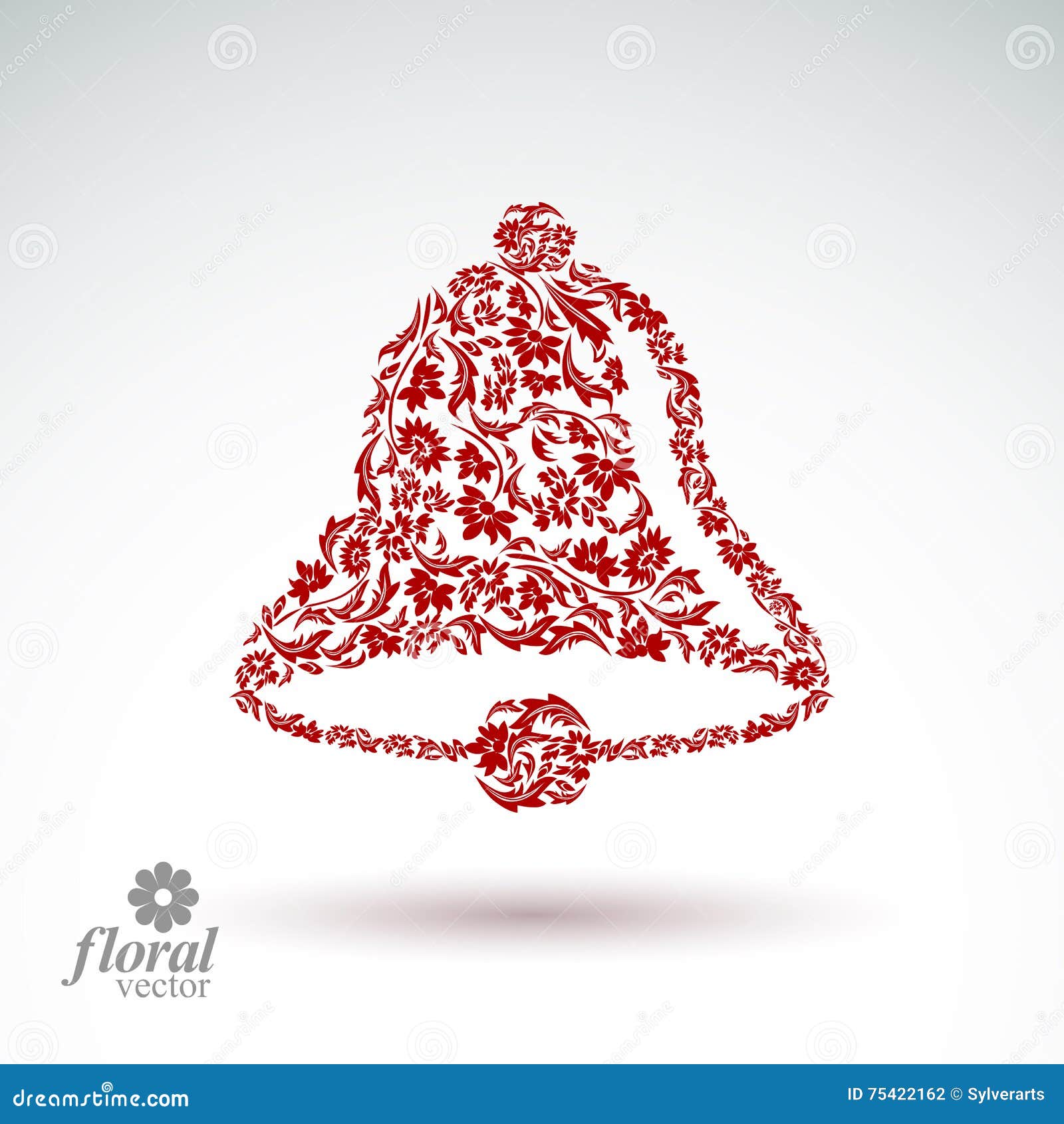 Flower-patterned Hand Bell. Celebration Theme Stylized Floral Stock ...