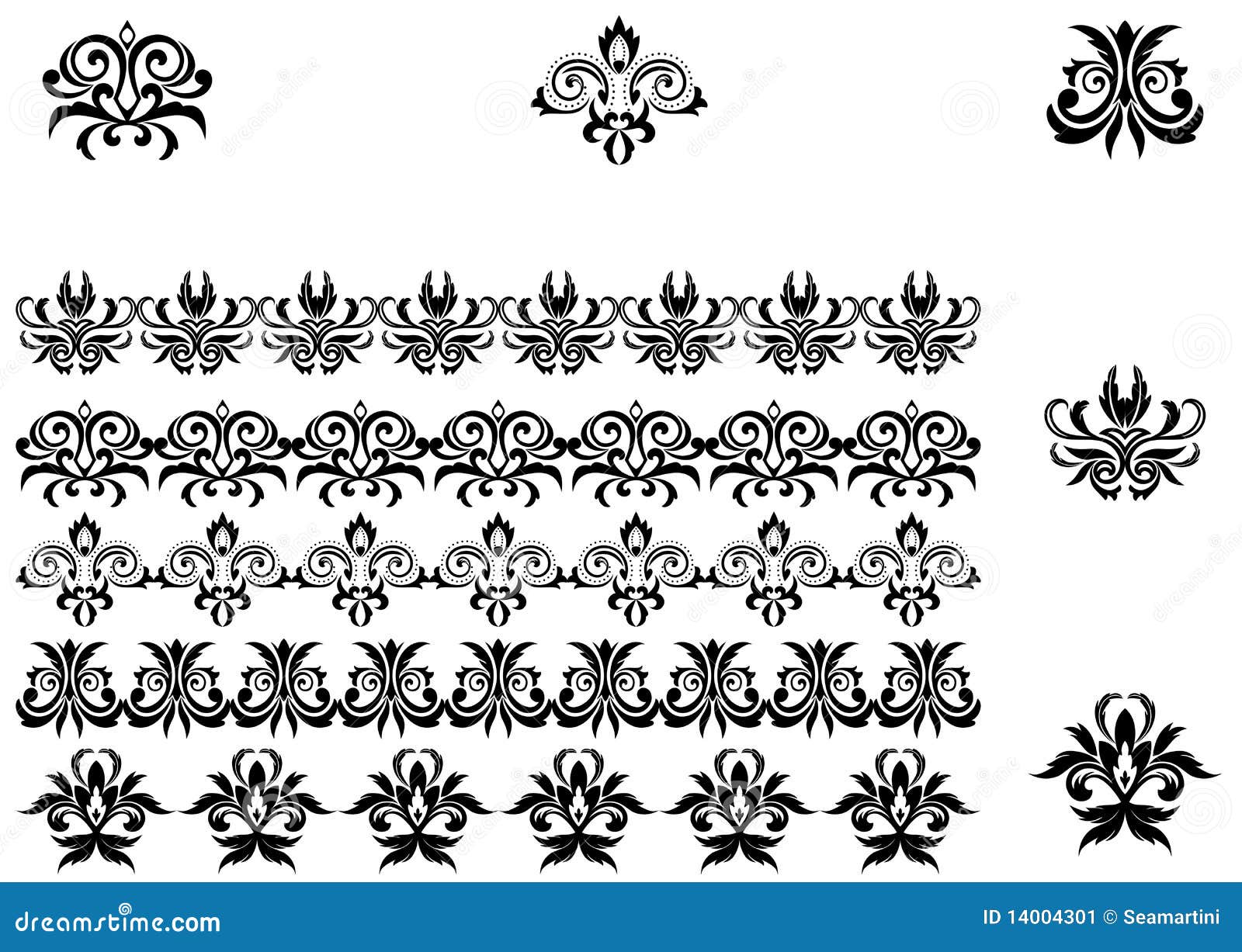 Flower Patterns and Borders Stock Vector - Illustration of decoration ...