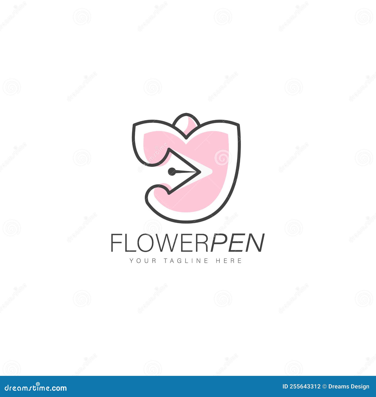 Flower Pen Logo Design Linear Style Stock Vector - Illustration of ...