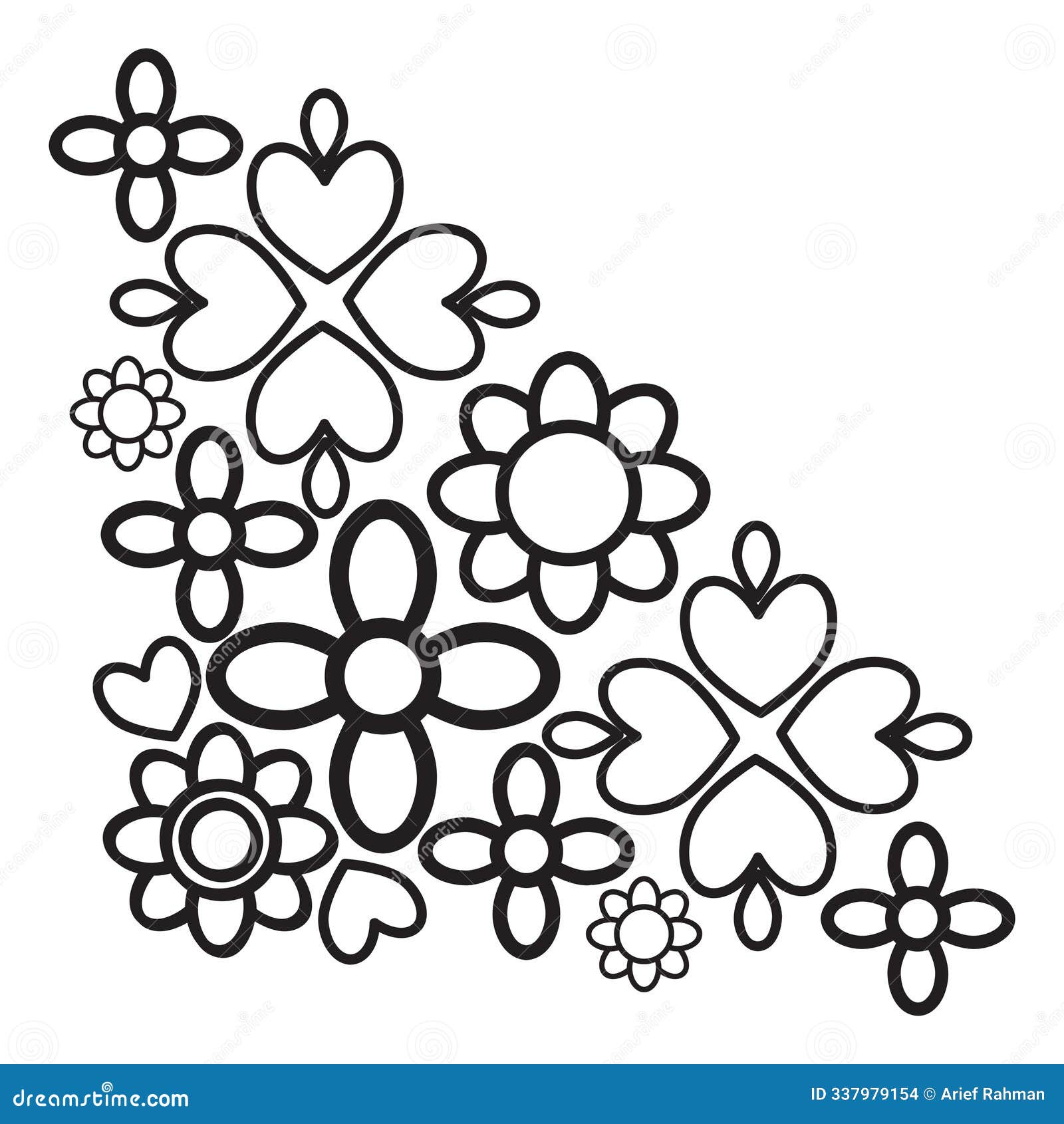 Flower Petals Border Corner Design Stock Vector - Illustration of ...