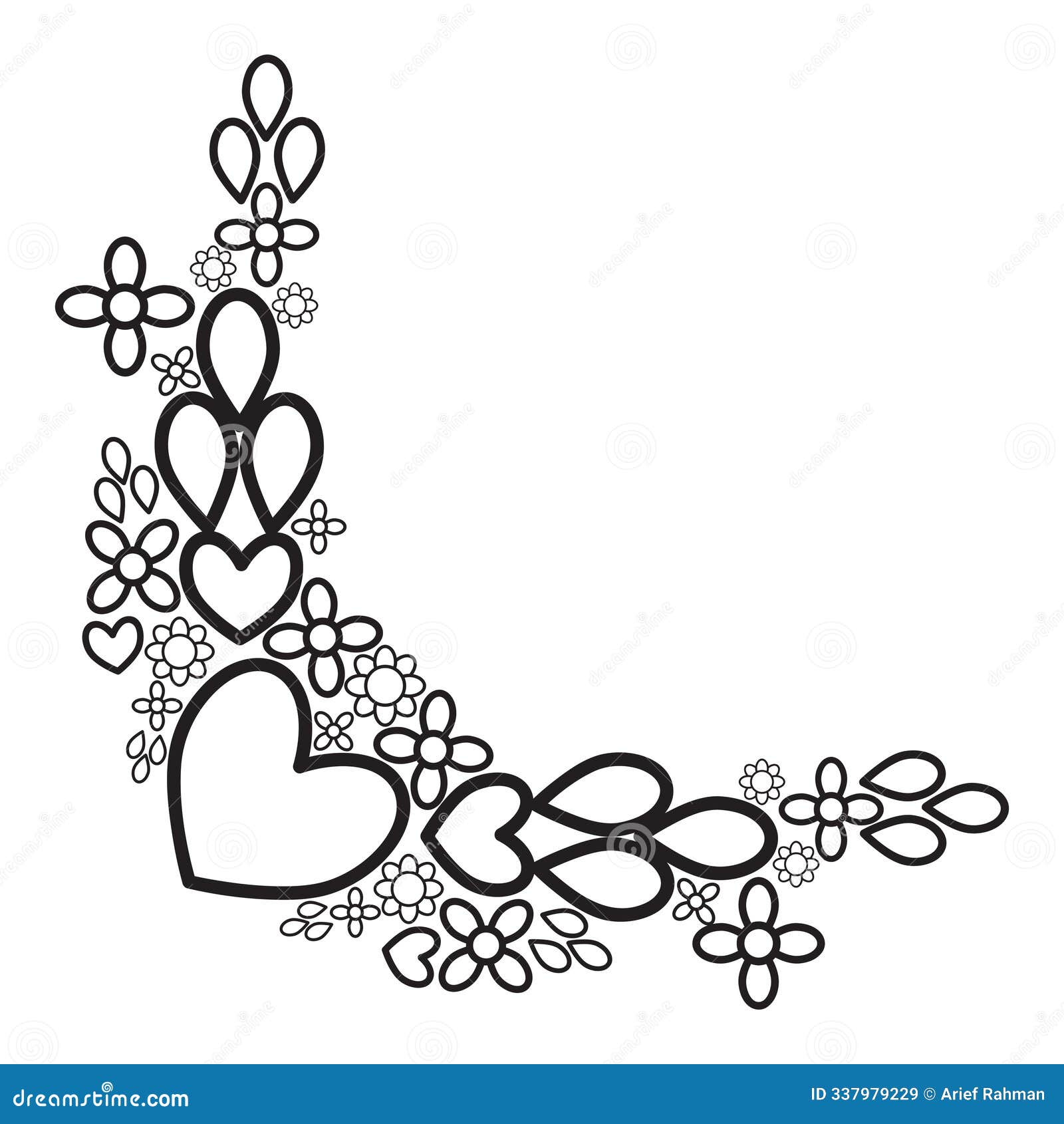 Flower Petals Border Corner Design Stock Vector - Illustration of ...