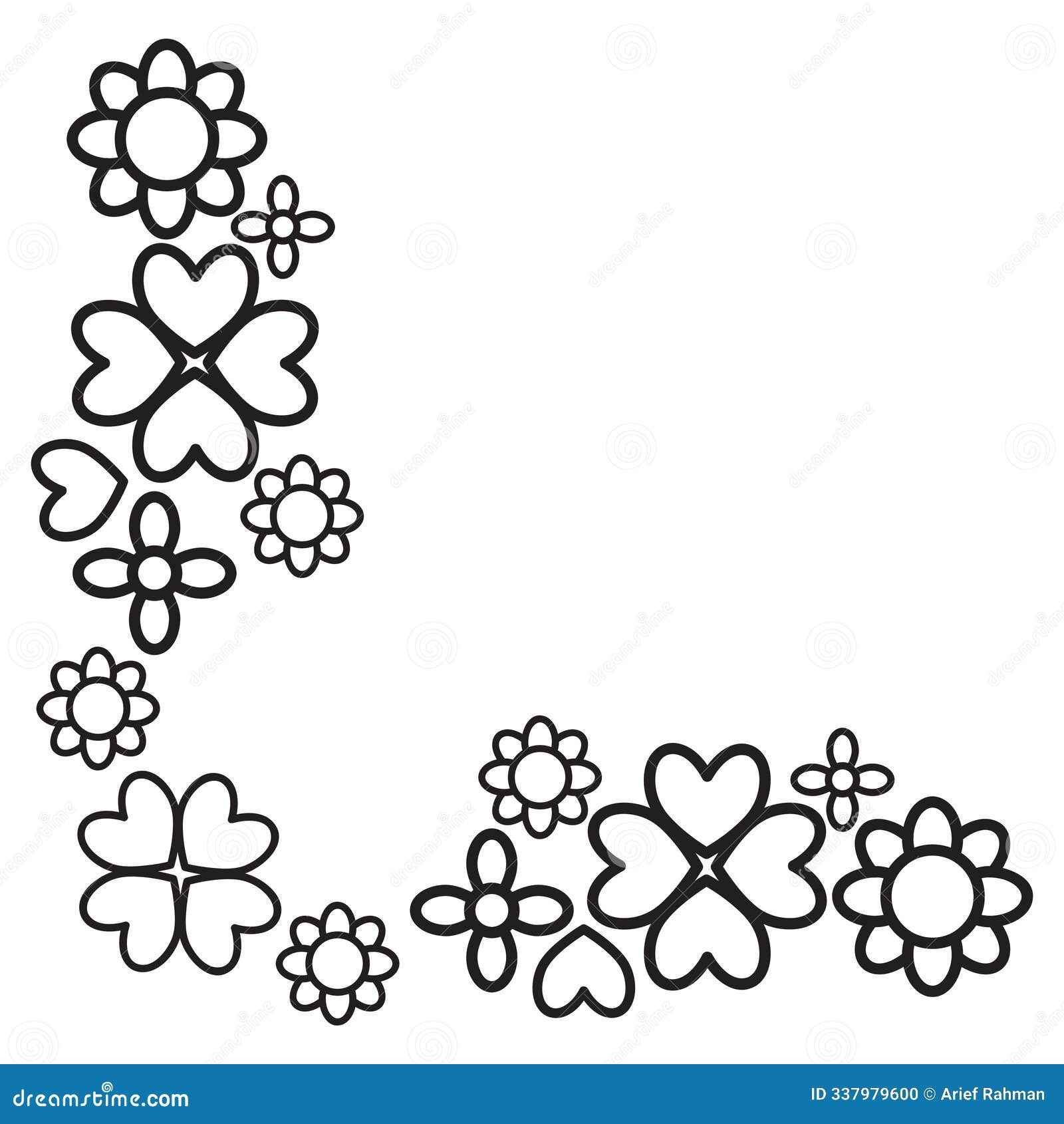 Flower Petals Border Corner Design Stock Vector - Illustration of ...