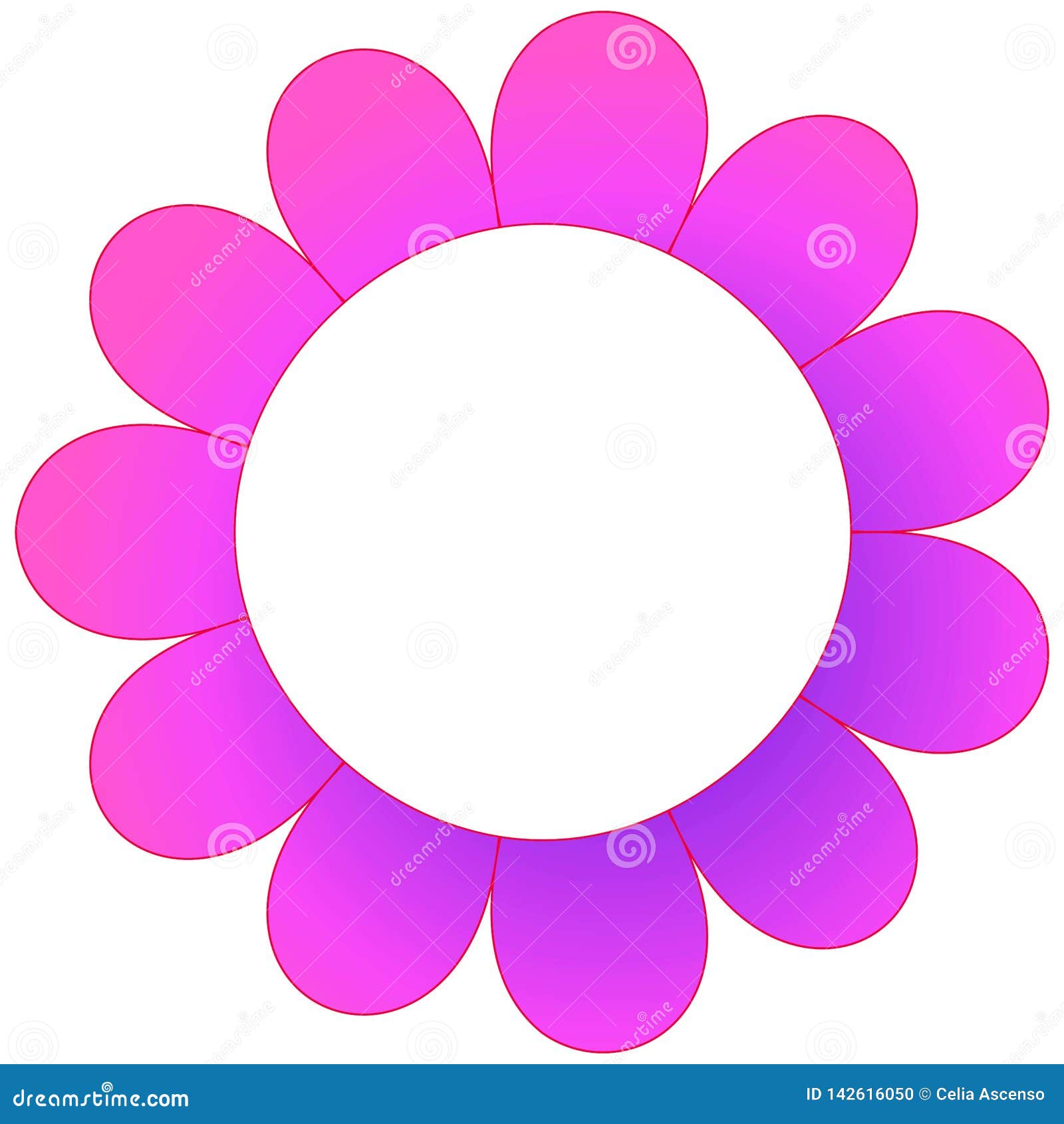 Flower Petals Pink Round Frame Stock Illustration - Illustration of ...