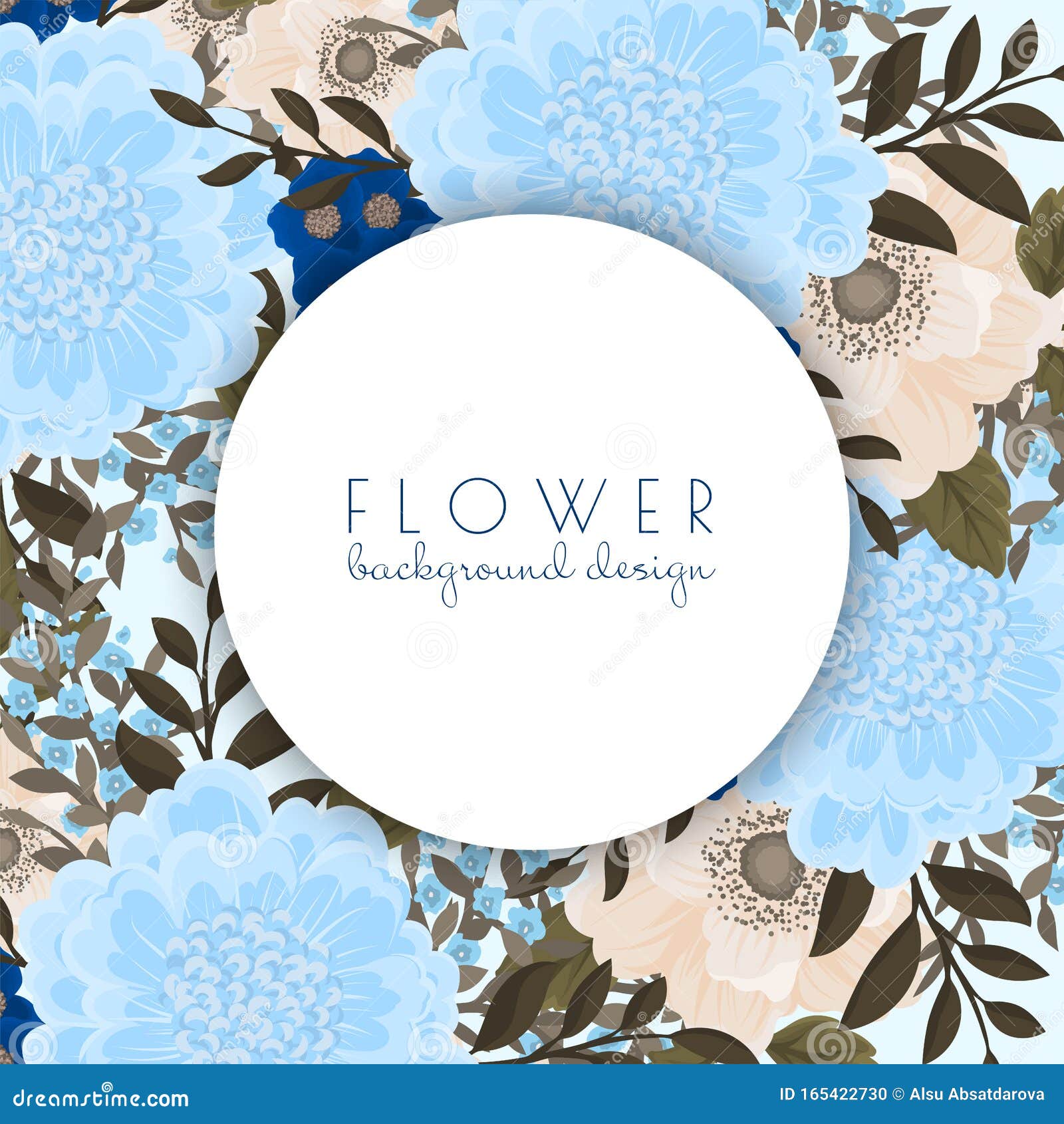 Flower Picture Frame - Blue Circle Frame with Flowers Stock ...
